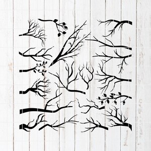 Tree Branch SVG, PNG, AI, Clipart Set. Vector Cut Files (digital ...