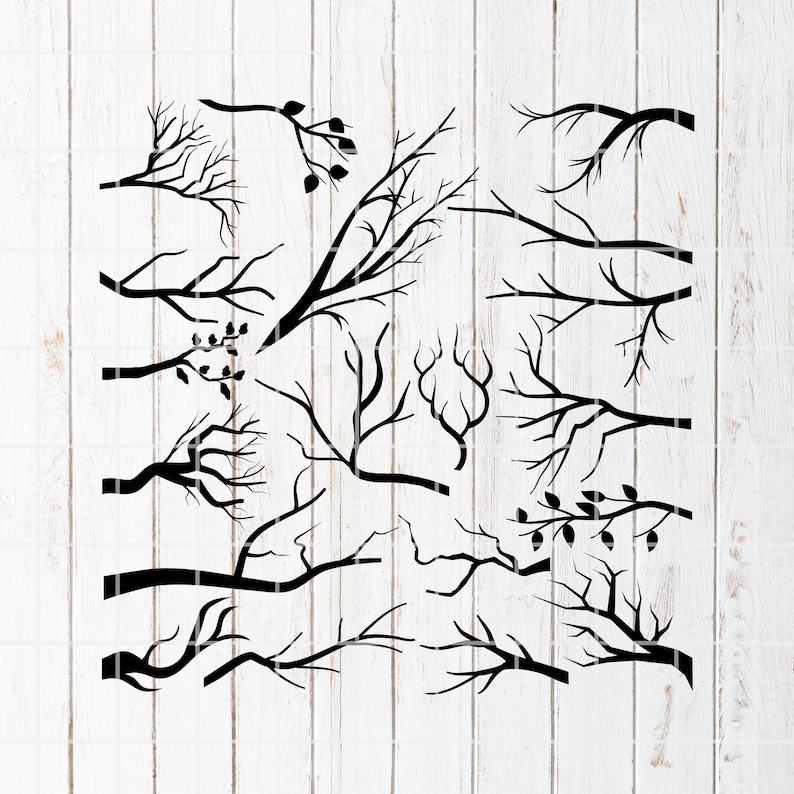 Tree Branch SVG, PNG, AI, Clipart Set. Vector Cut Files (digital ...