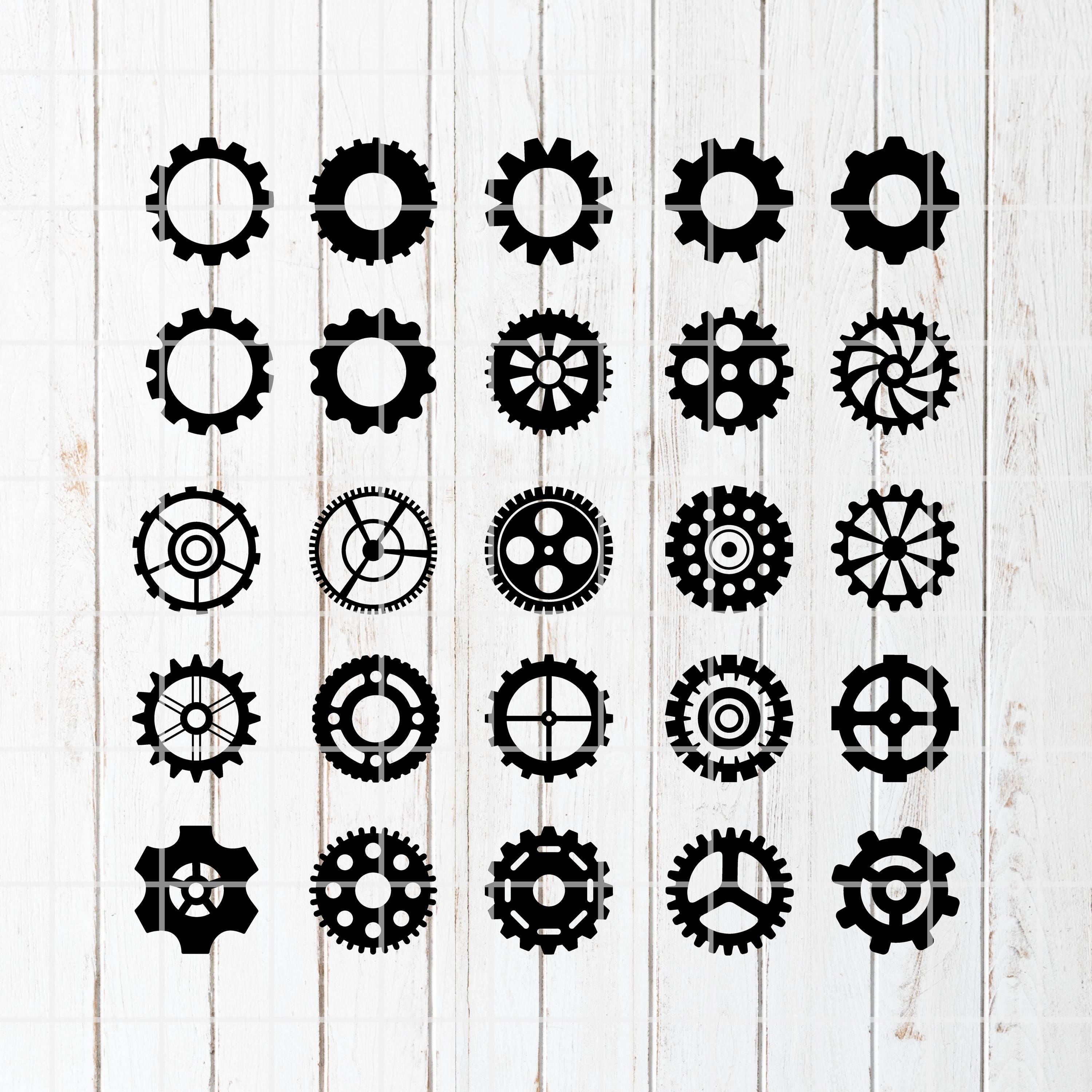 Gears SVG Cut File Set, Clockwork Mechanics Clipart (digital Download ...