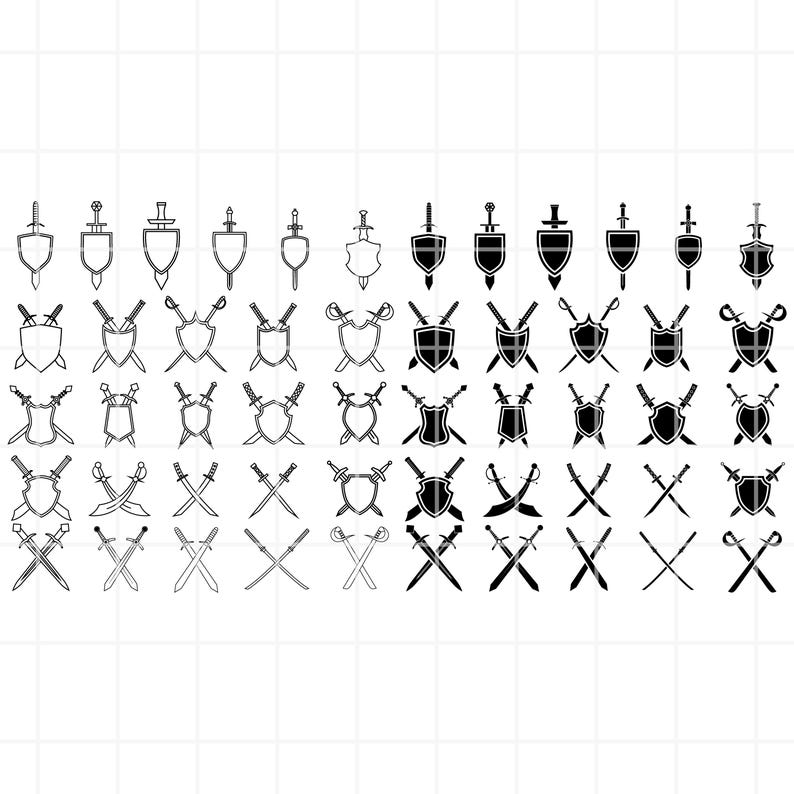 Shield and Sword SVG. Shield and Sword Png. Shield and Sword Cut File ...