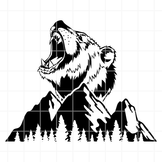 Bear and Mountains Svg. Bear and Mountains Cut Files. Bear and | Etsy