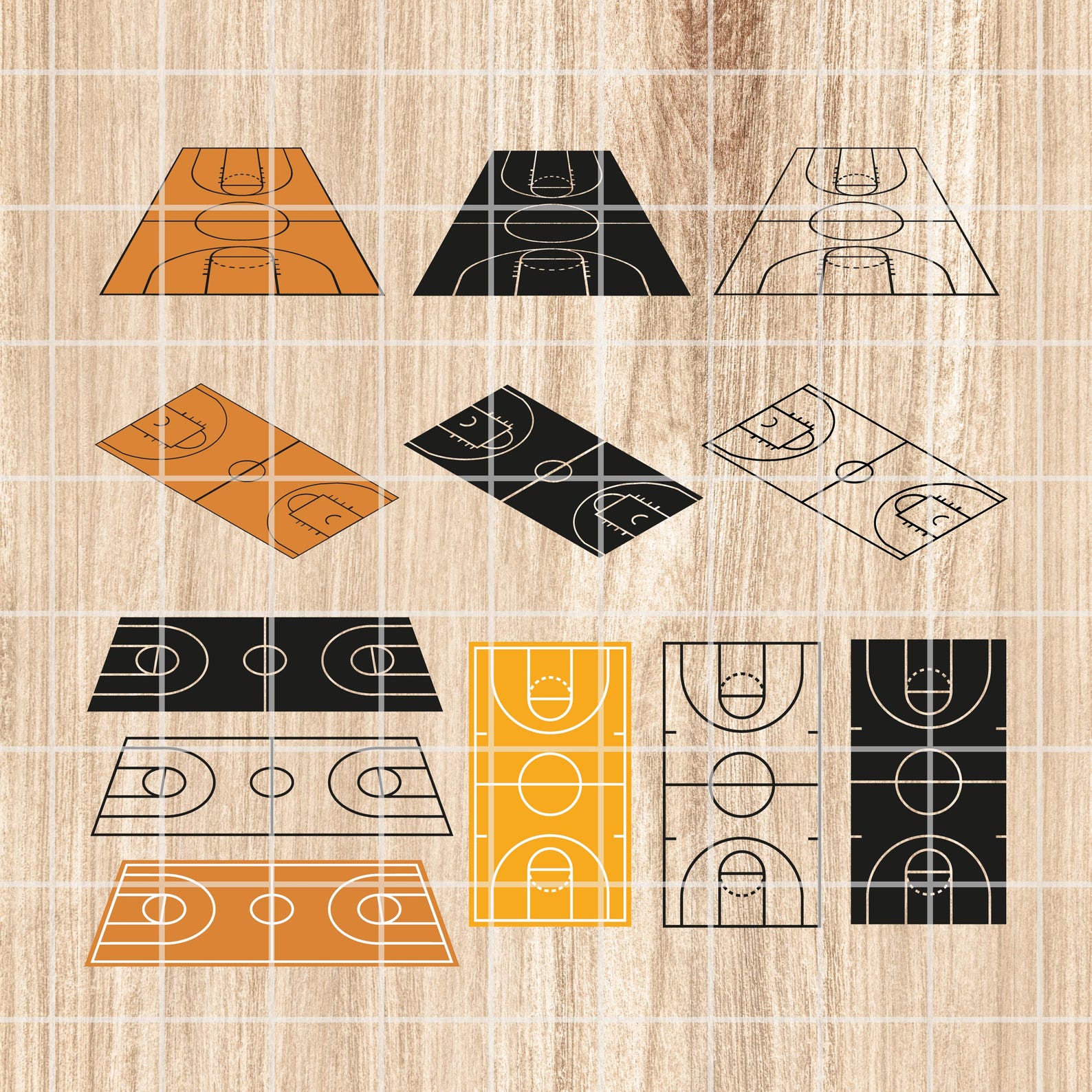 Basketball Court SVG. Basketball Court Png. Basketball Court Cut File ...