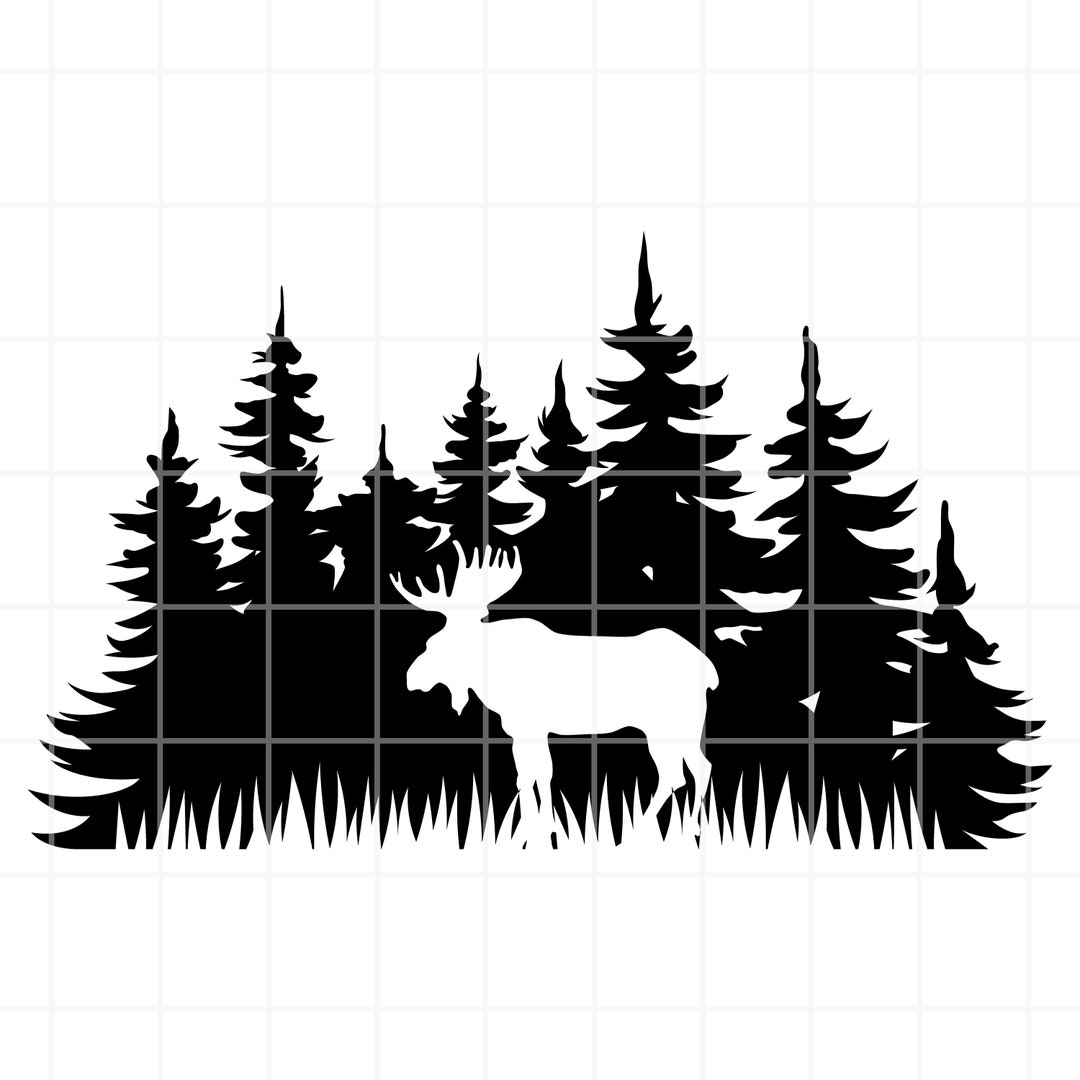 Moose in Forest SVG, Moose Clipart, Cricut Cut File (digital Download ...