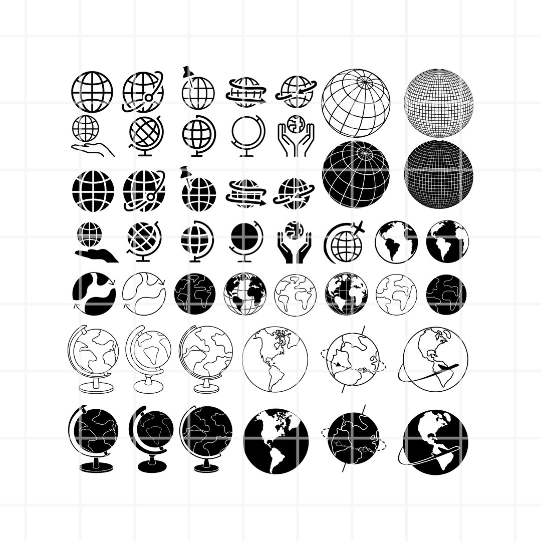 Globe SVG Bundle, World Clipart PNG (digital Download) - Etsy