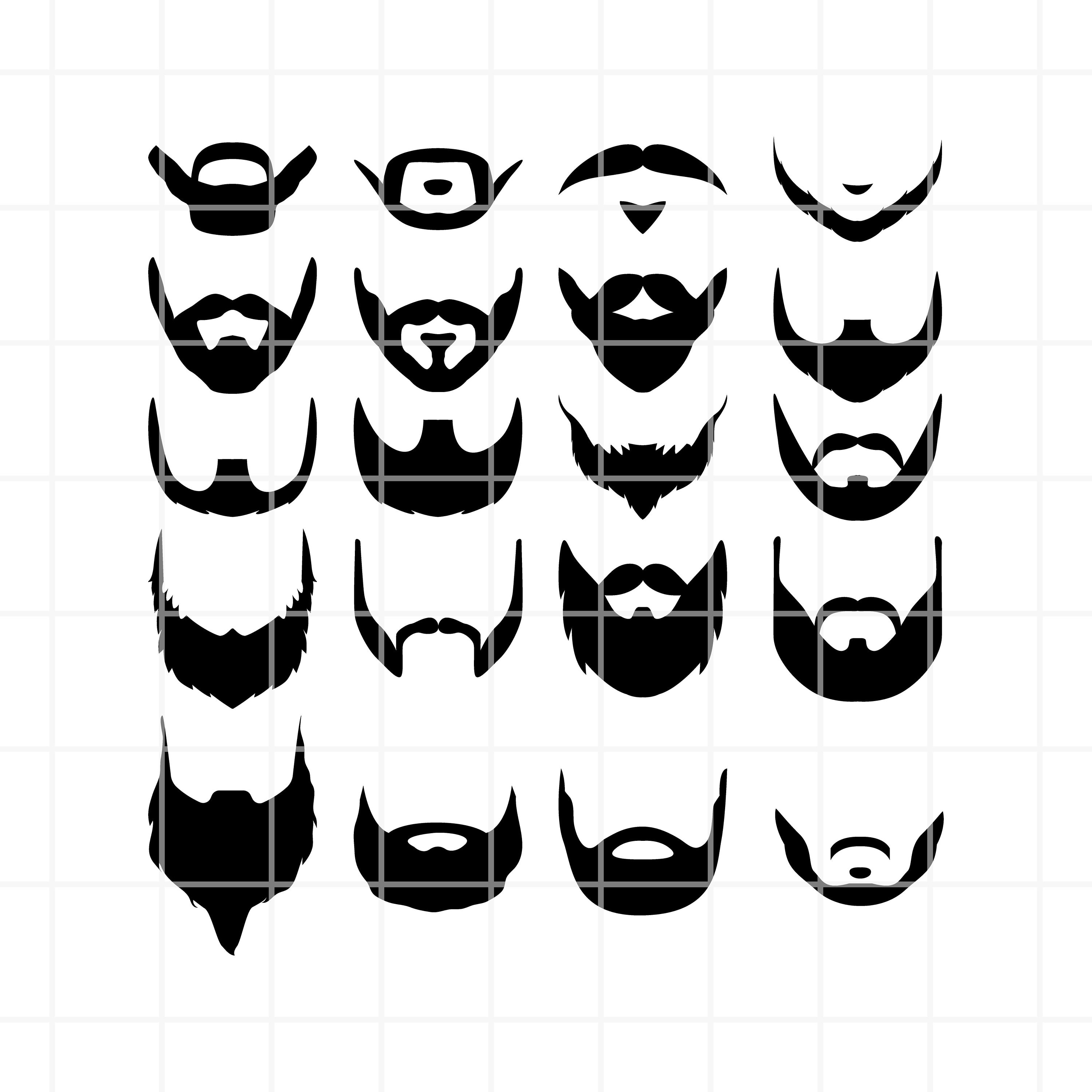 Beard Man SVG. Beard Clipart. Beard Cut File. Beard Cutting Set ...