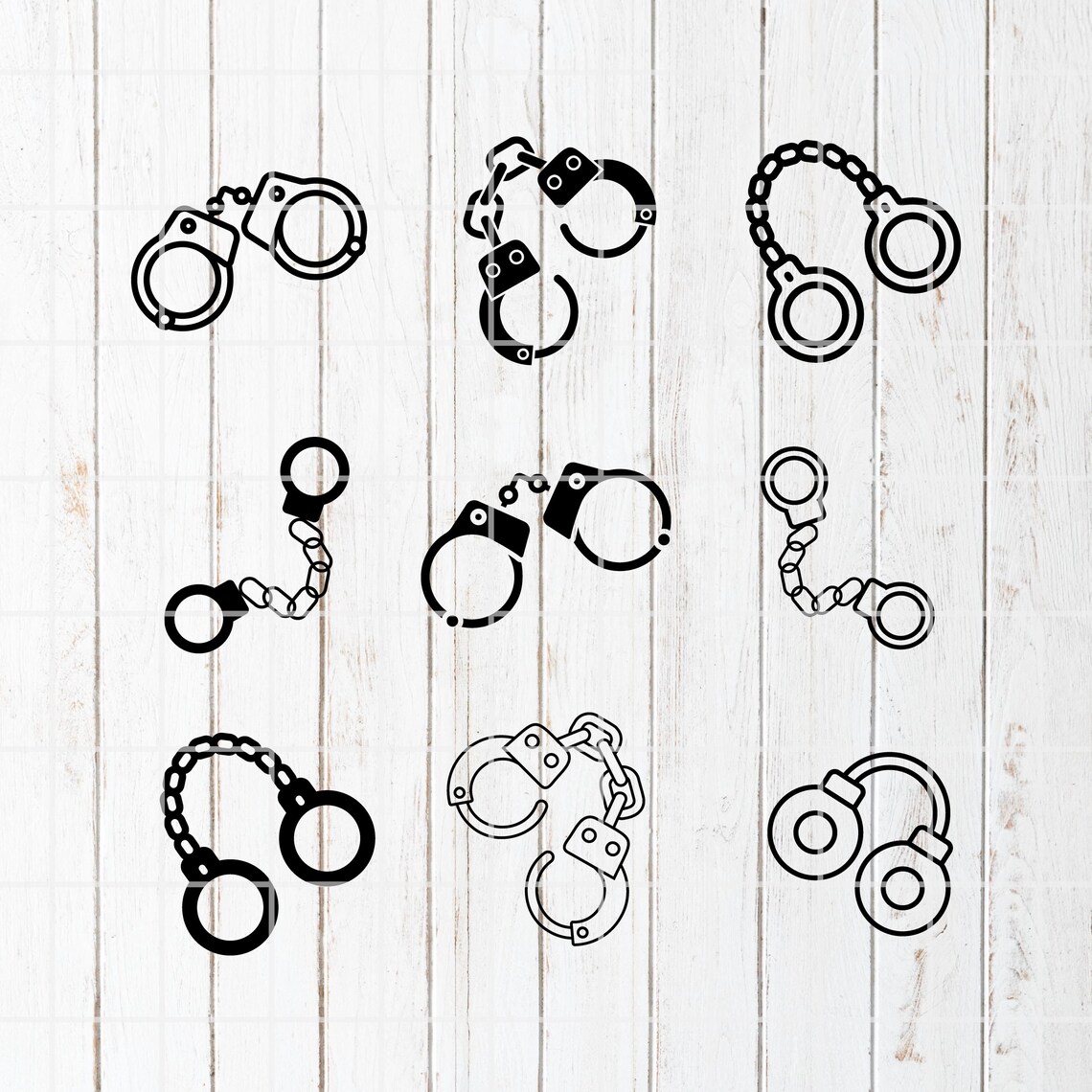 Handcuffs Vector Clipart, SVG PNG JPG Cut Files (digital Download) - Etsy