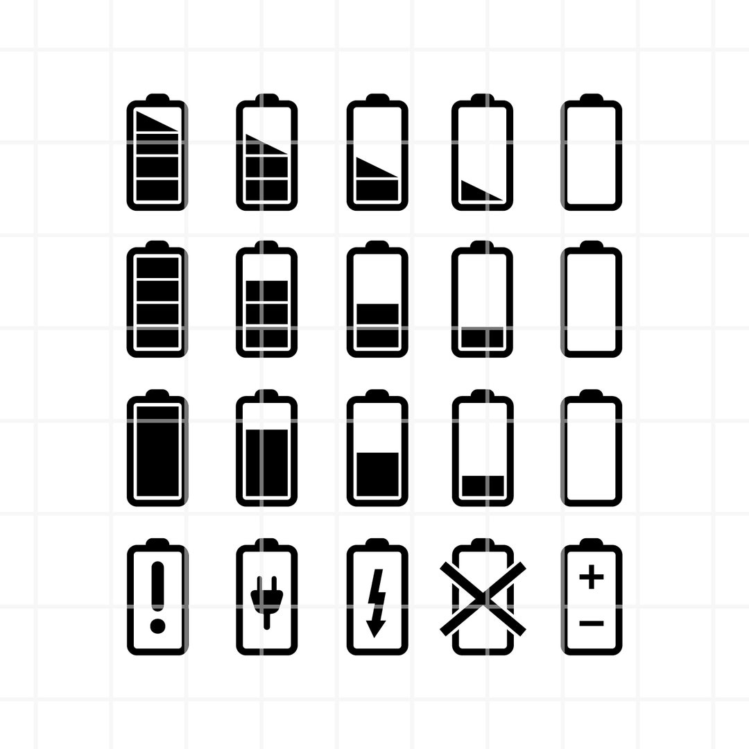Battery SVG Cut File Set, Full & Low Energy Clipart (digital Download ...