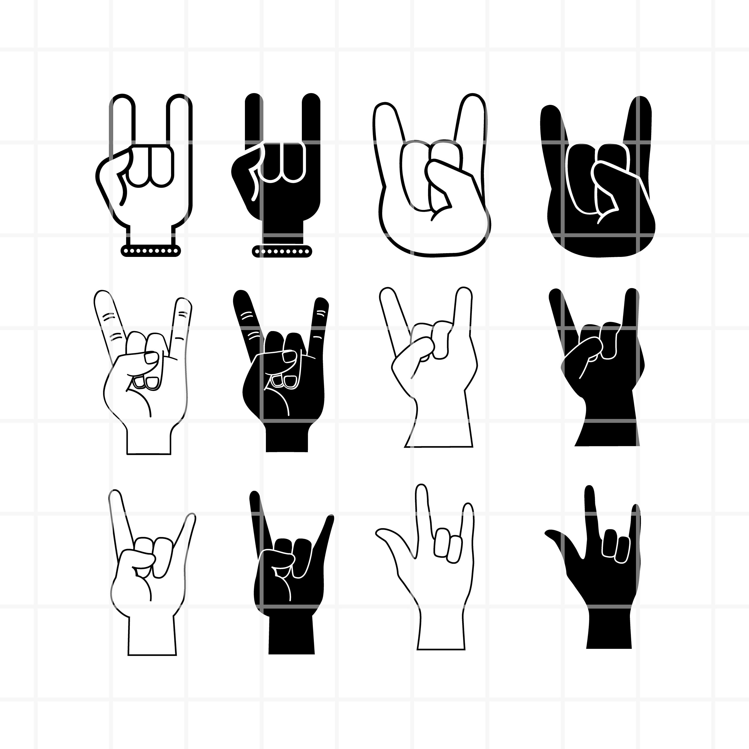 Rock Hand Svg. Rock on Hand Svg. Rock Hand Cricut. Rock Hand Silhouette ...