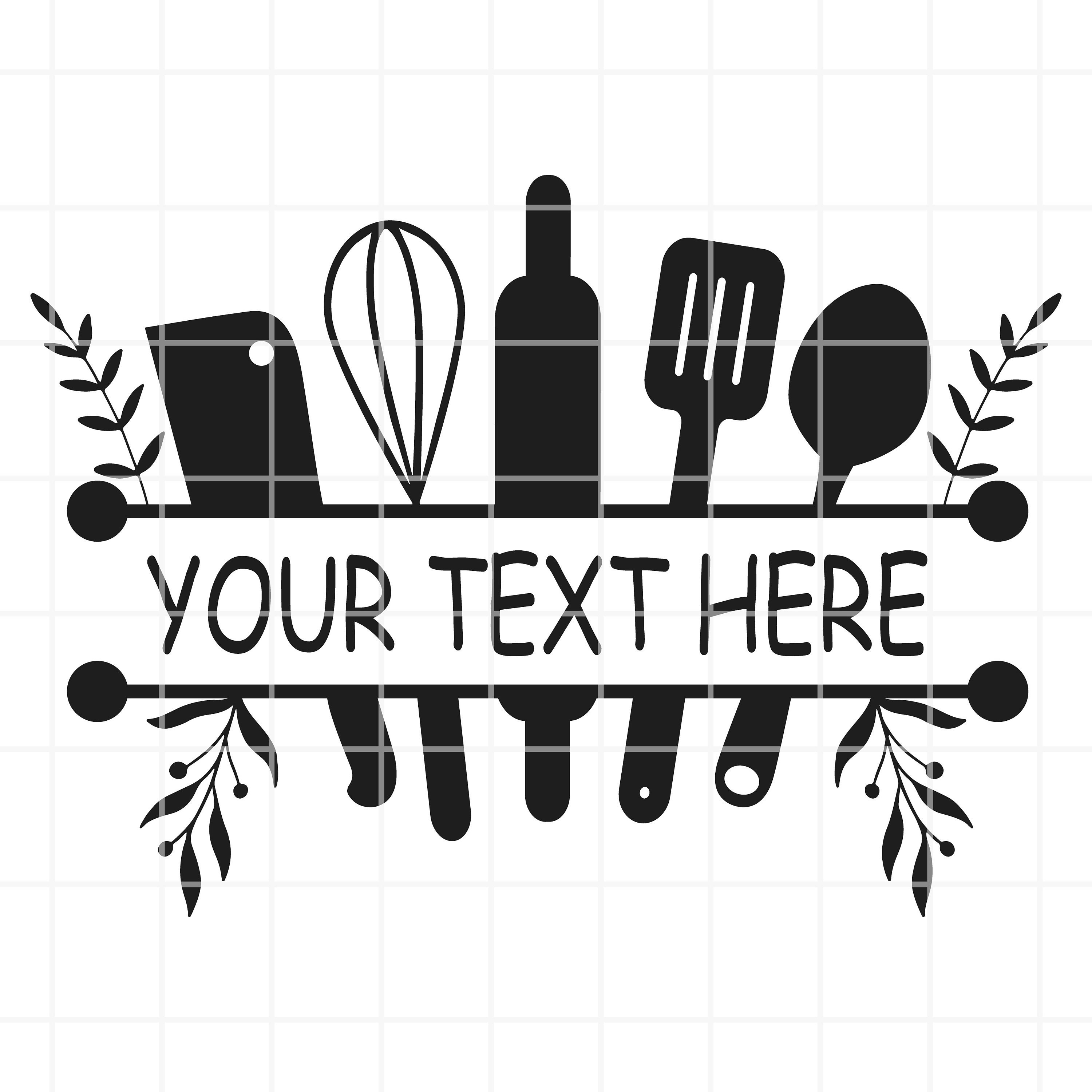 Kitchen Monogram Split Frame SVG, PNG, AI Clipart. Cooking Vector Cut ...