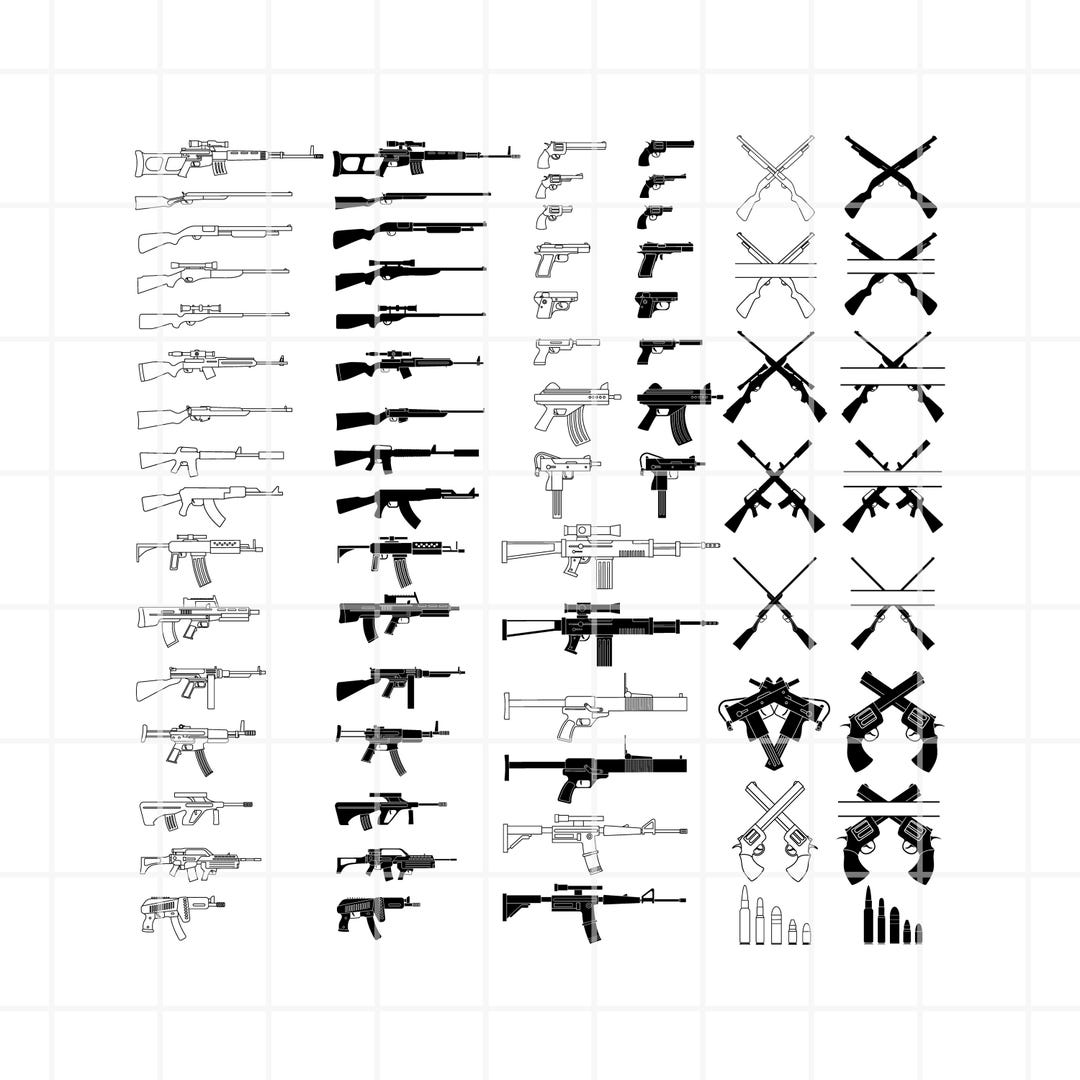 Guns SVG. Guns Png. Guns Cut File. Guns Clipart. Guns Cutting Set ...