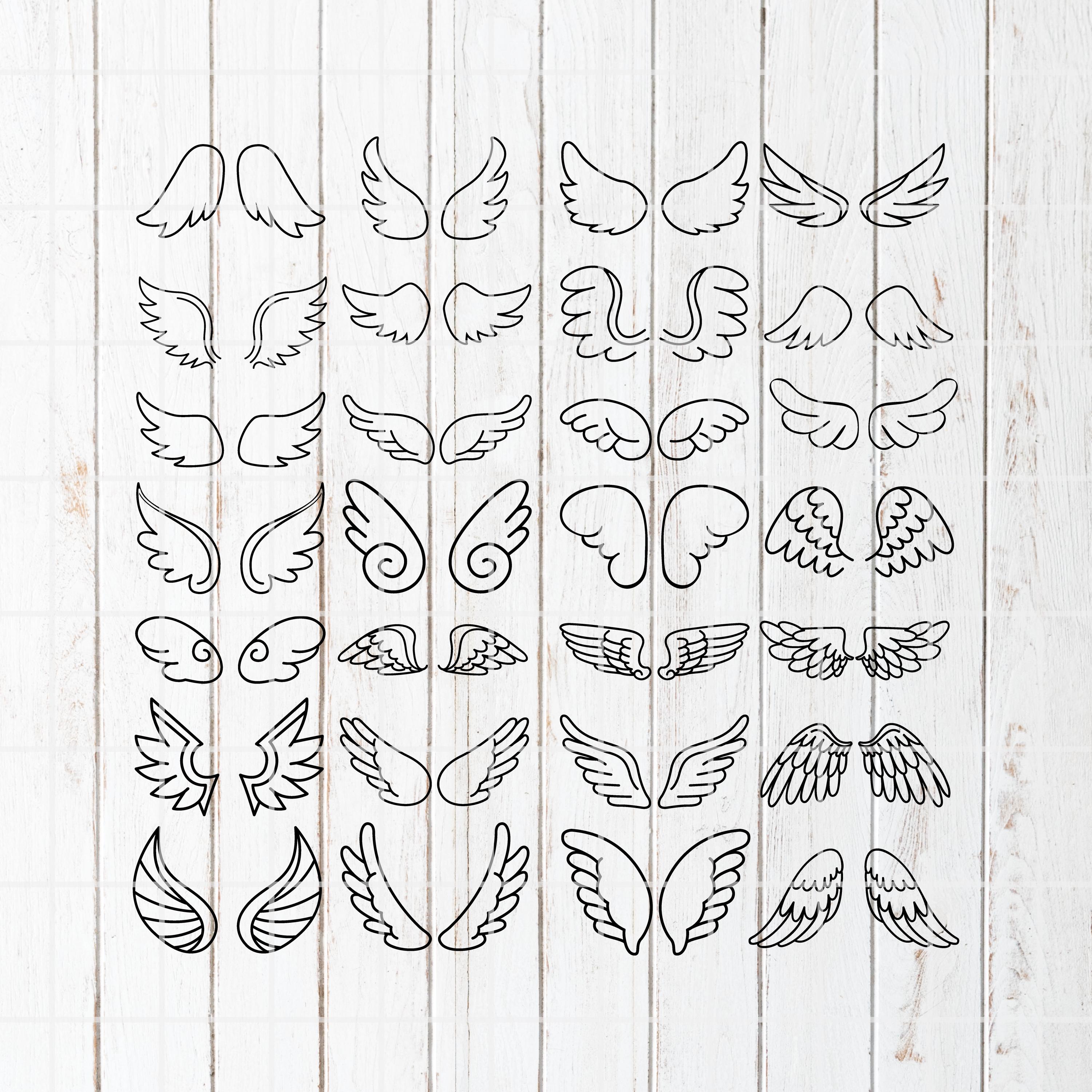 Angel Wings SVG Clipart Bundle (digital Download) - Etsy