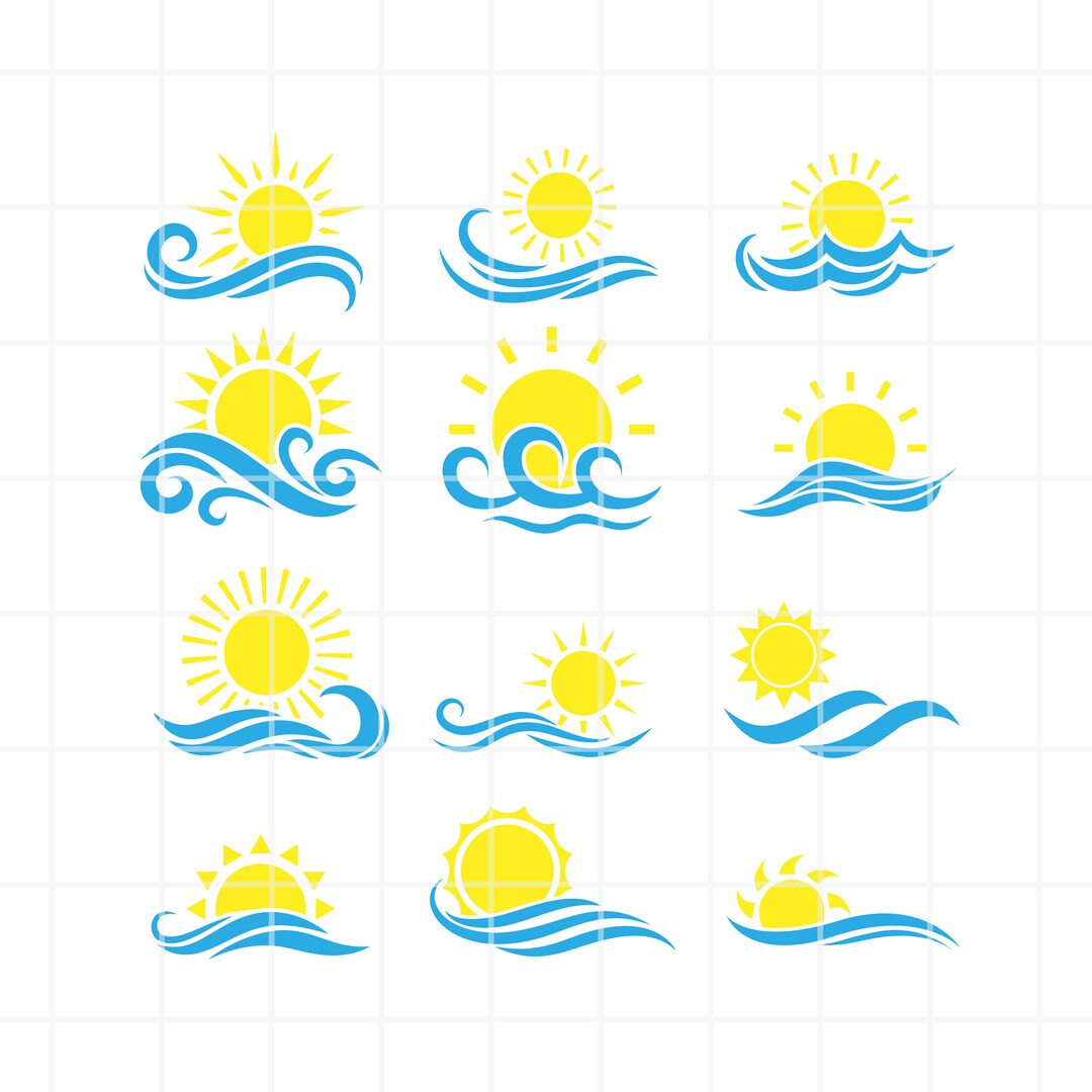 Sun and Sea SVG. Wave Svg. Sun and Sea Png. Wave Png. Sun and Sea Clip ...