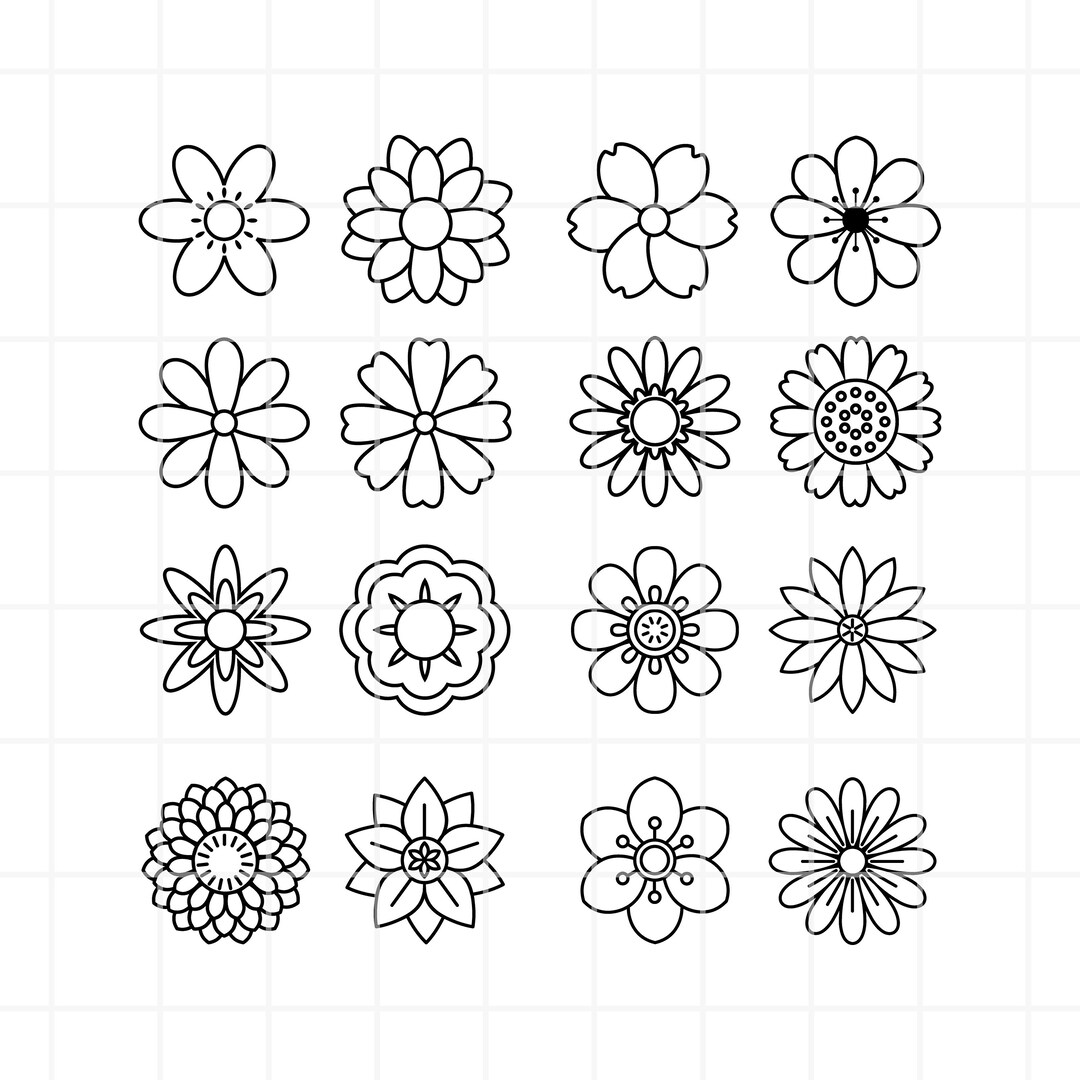 Flower Svg. Flower Cut File. Flower Clipart. Flower Cutting Set. Flower ...