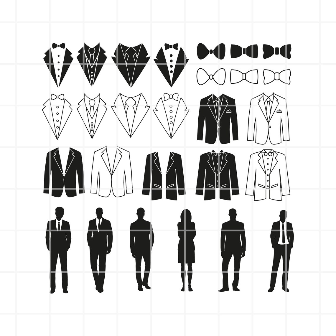 Suit & Tuxedo Clipart Set, SVG PNG EPS, Cricut Cut Files (digital ...