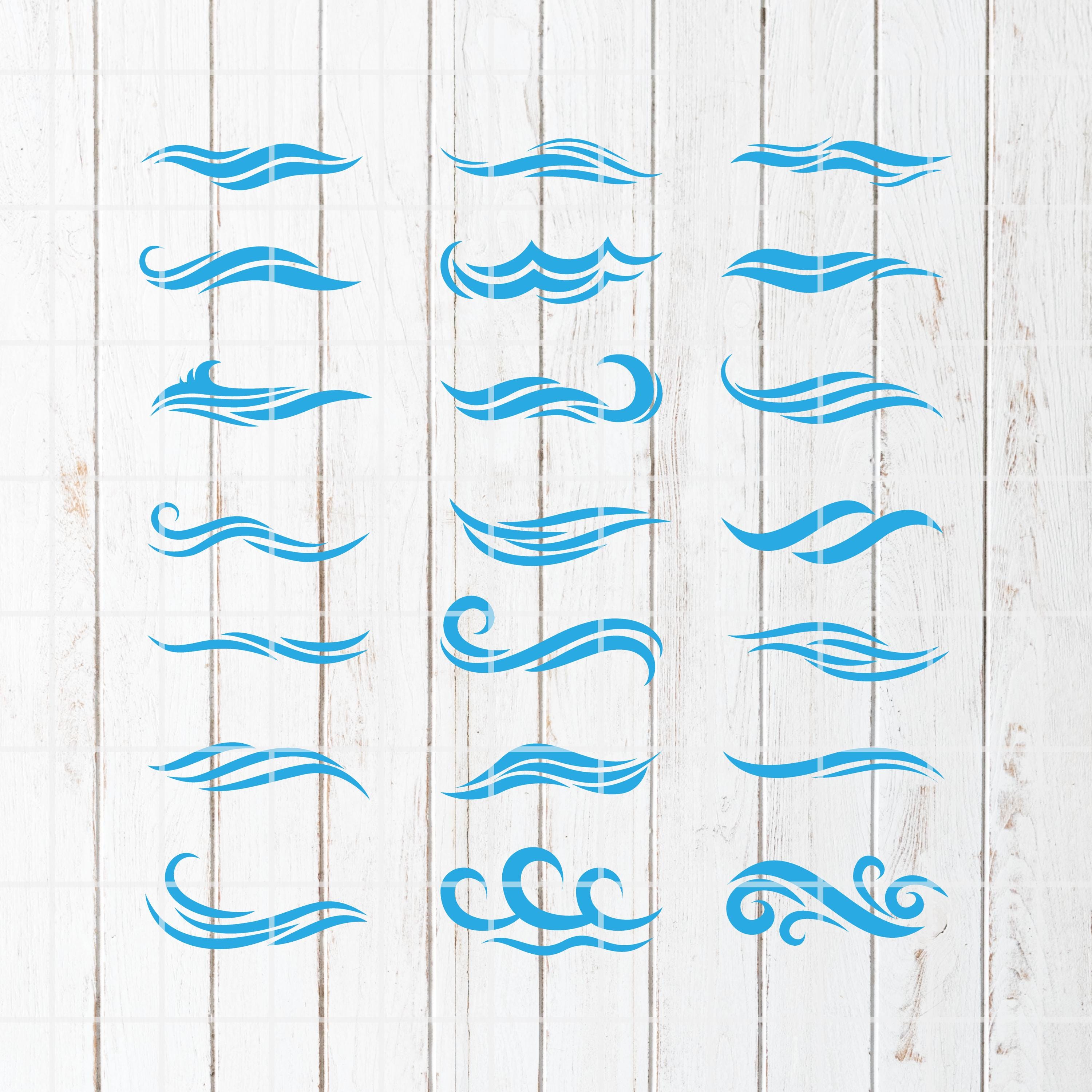 Ocean Wave SVG, PNG, AI, Clipart Bundle. Vector Cut Files (digital ...