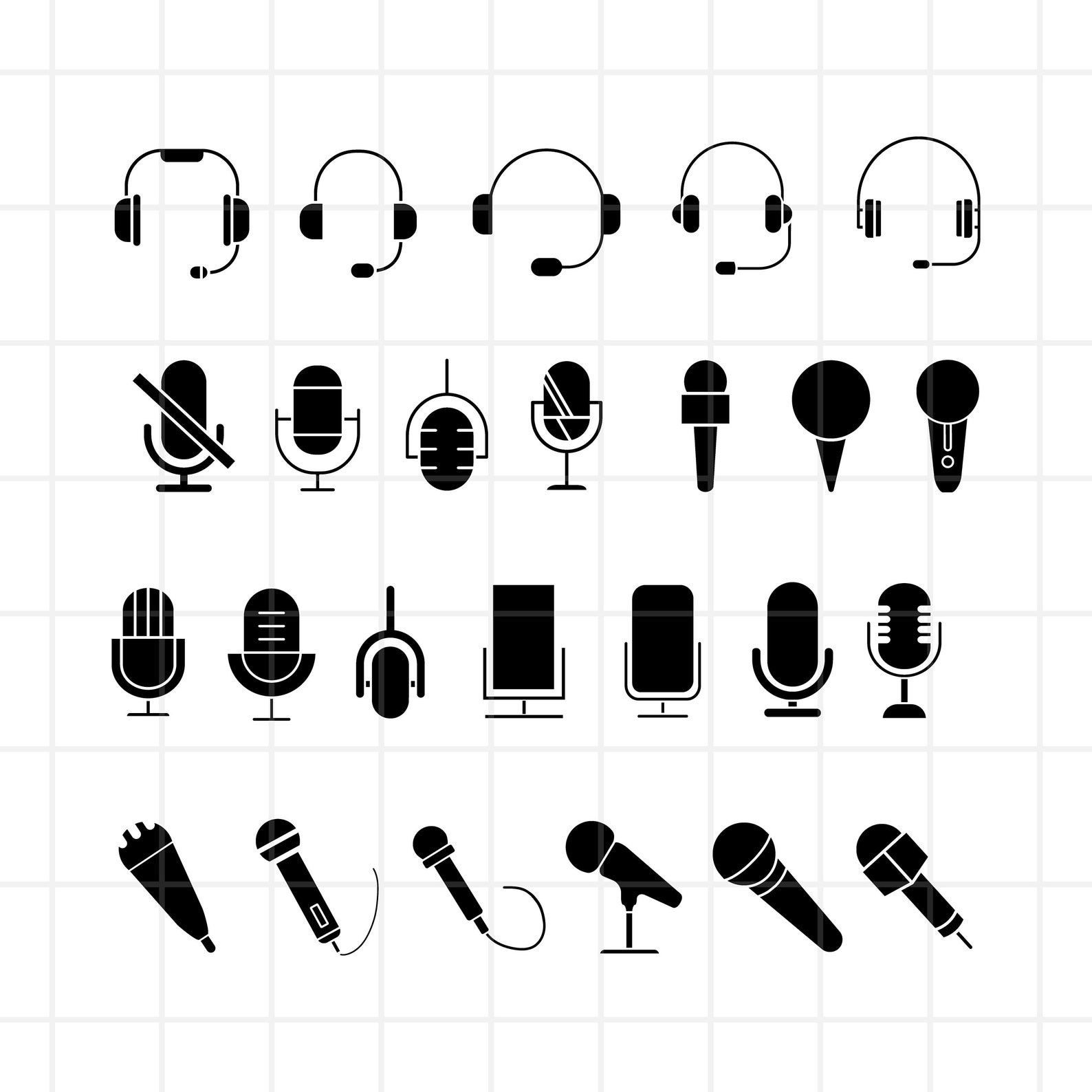 Microphone SVG, Mic SVG Set for Cut. Karaoke Illustration. Microphone ...