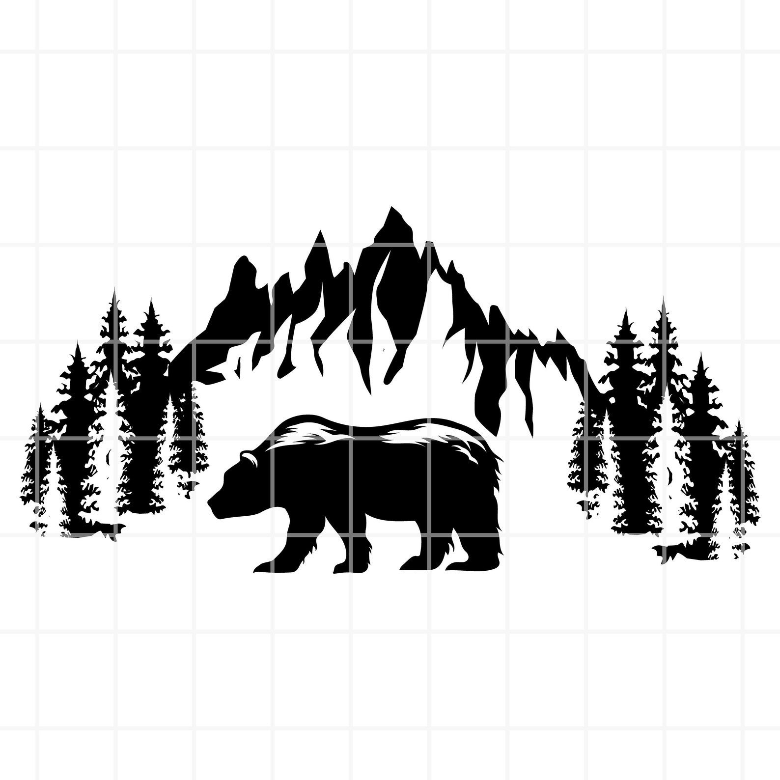 Bear and Mountains Svg. Bear and Mountains Cut Files. Bear and ...