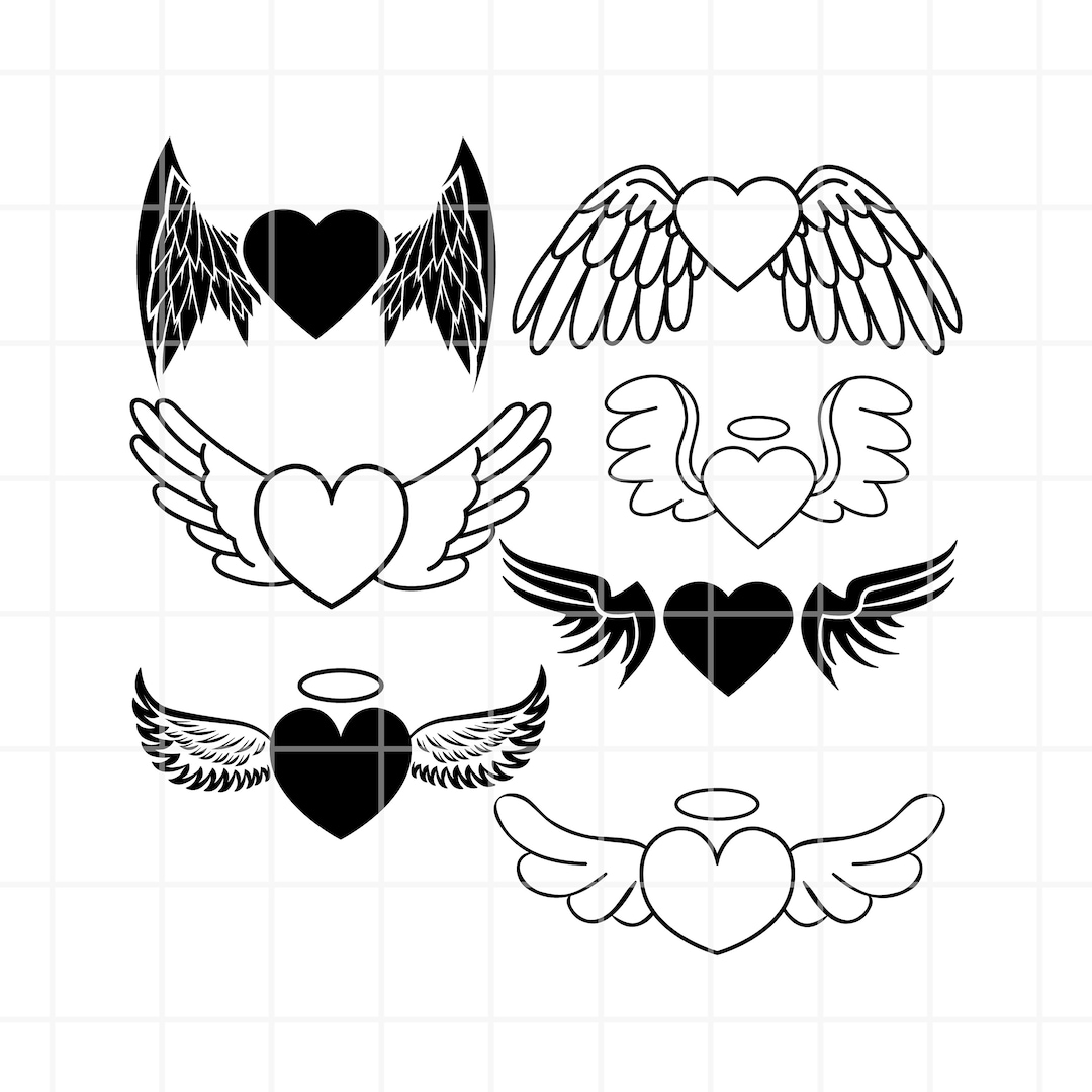 Angel Wings Svg. Angel Wings Png. Angel Wings Clipart. Heart Svg. Heart ...