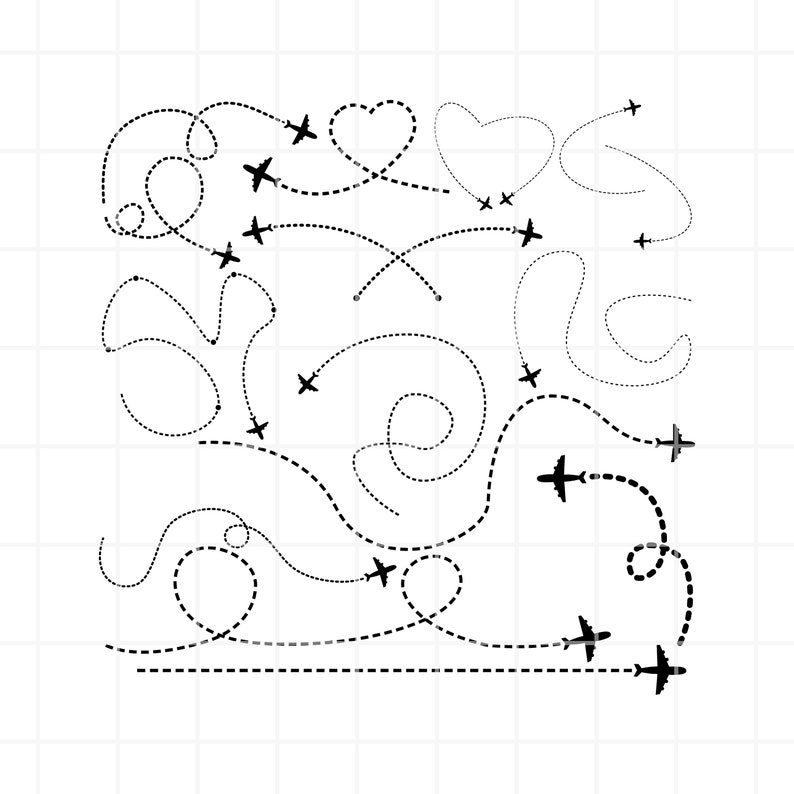 Airplane Svg. Airplane Png. Airplane Clipart. Plane Route Svg. Plane ...