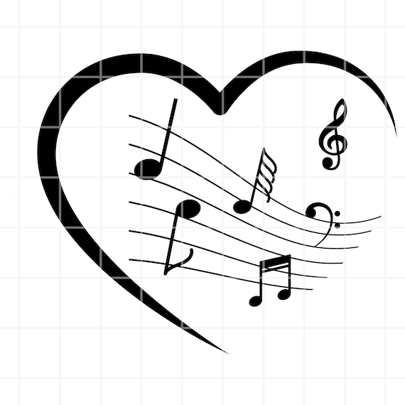 Music Note Heart SVG. Music Note Love Svg. Music Note Heart | Etsy
