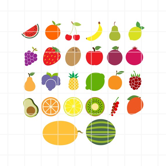 Fruits SVG. Summer Fruit Svg. Fruits Png. Fruits Clipart. - Etsy