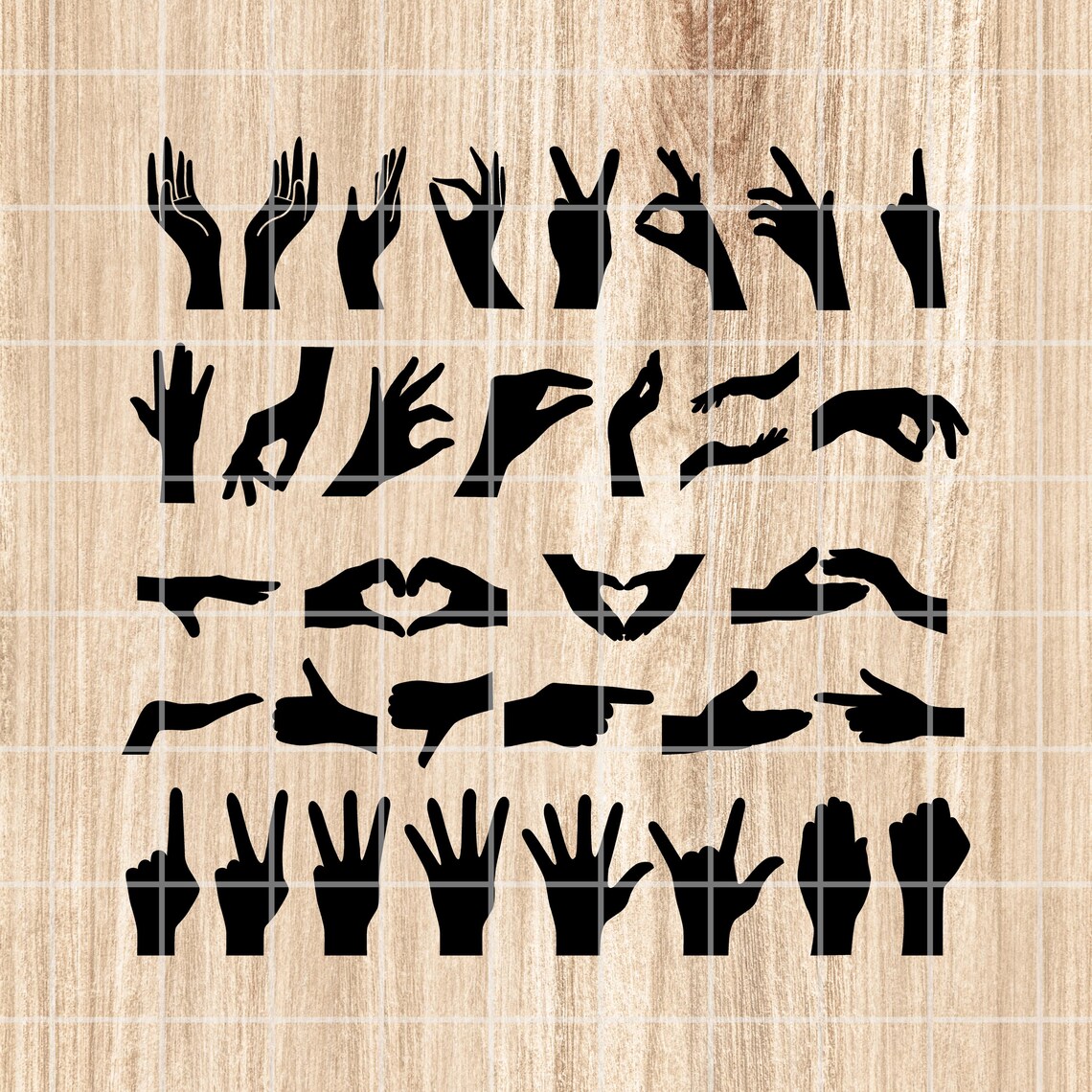 Hand Symbol SVG, PNG, AI Clipart Set. Vector Illustration Cut Files ...
