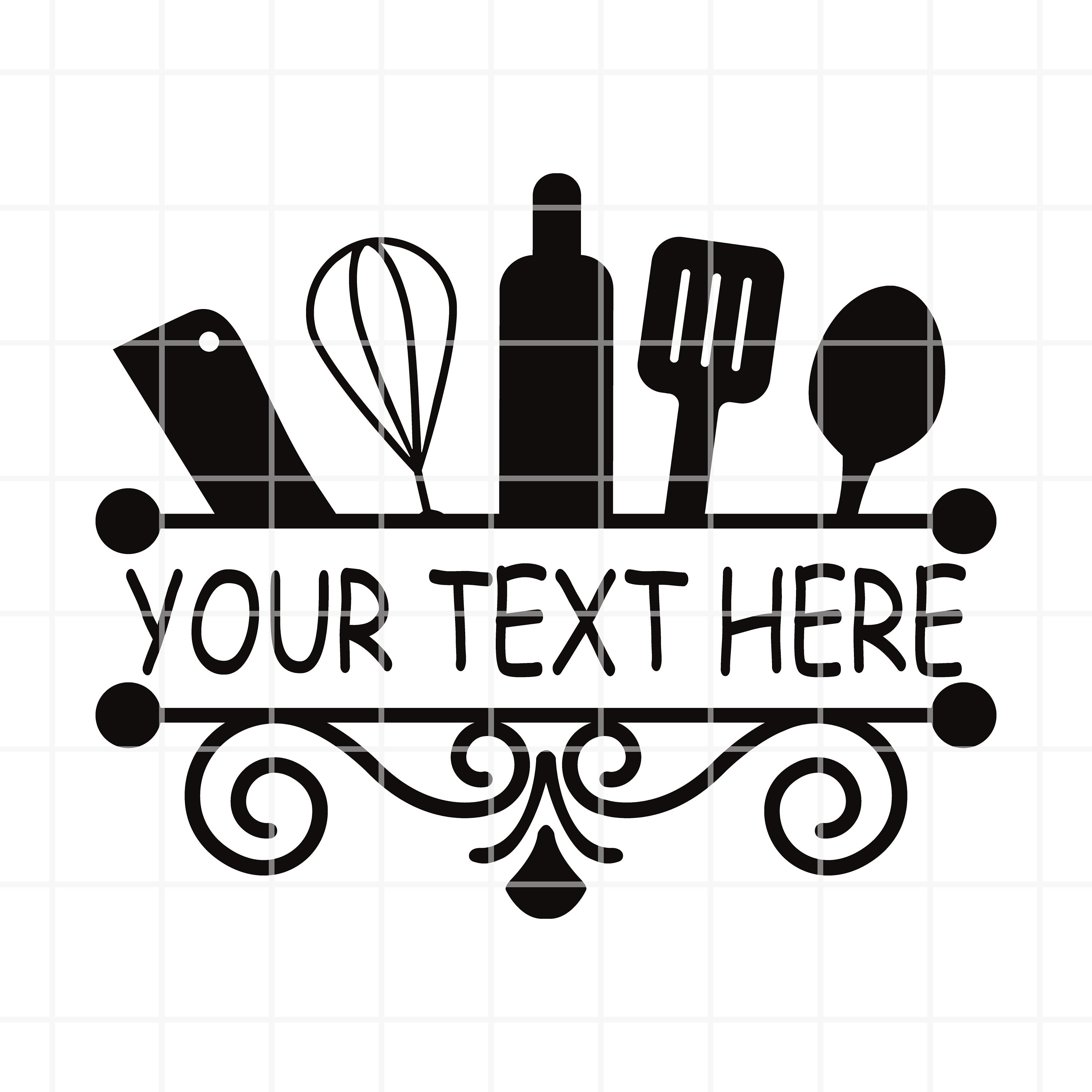 Kitchen Monogram Svg. Kitchen Split Frame Svg. Cooking Svg. - Etsy