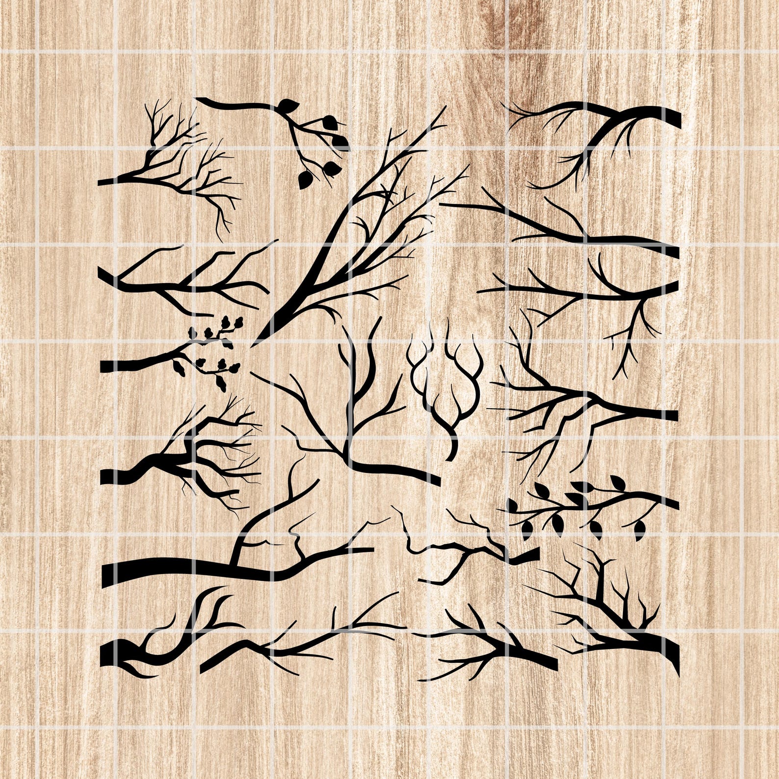 Tree Branch SVG, PNG, AI, Clipart Set. Vector Cut Files (digital ...