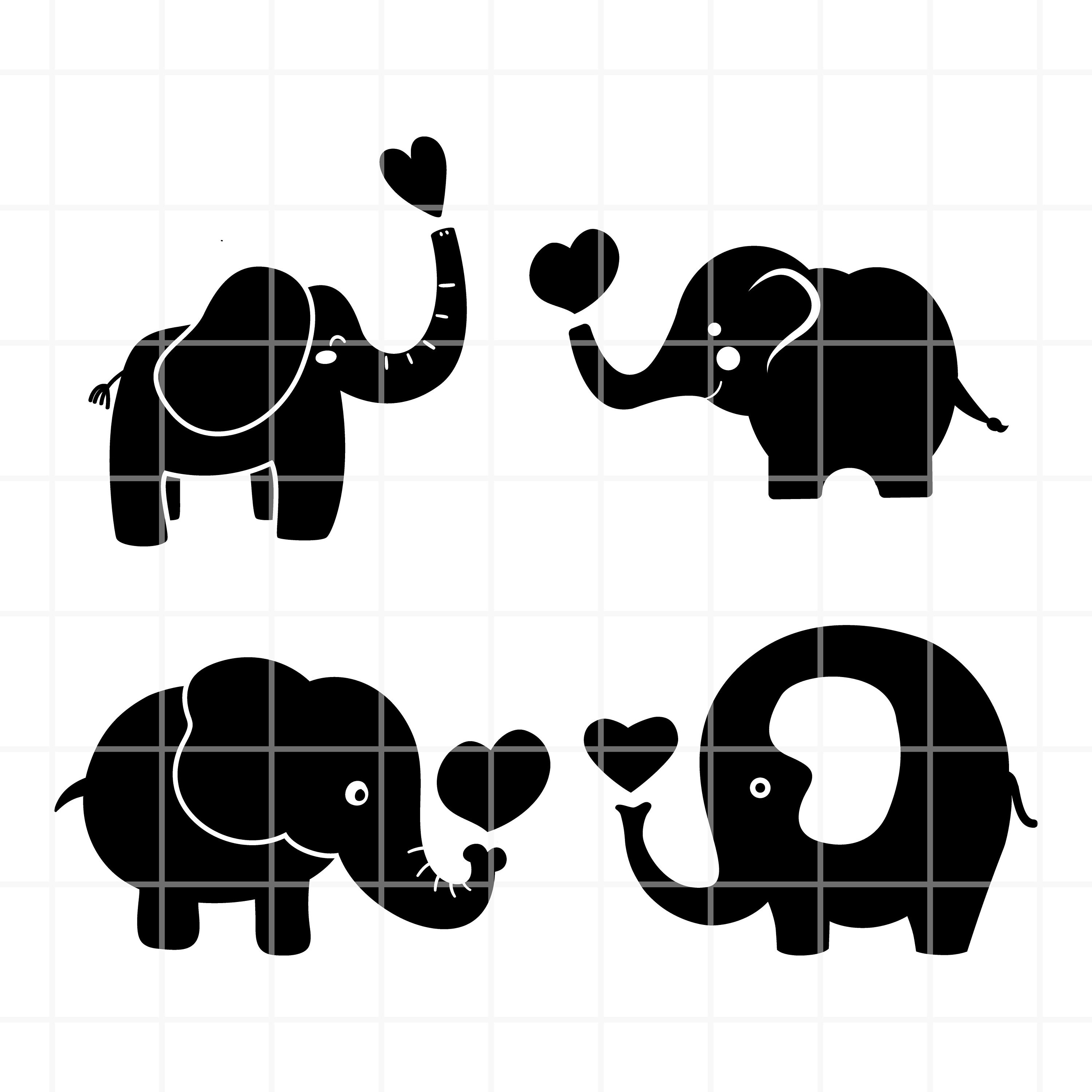 Baby Elephant Svg. Elephant Cut File. Elephant With Hearts Clipart ...