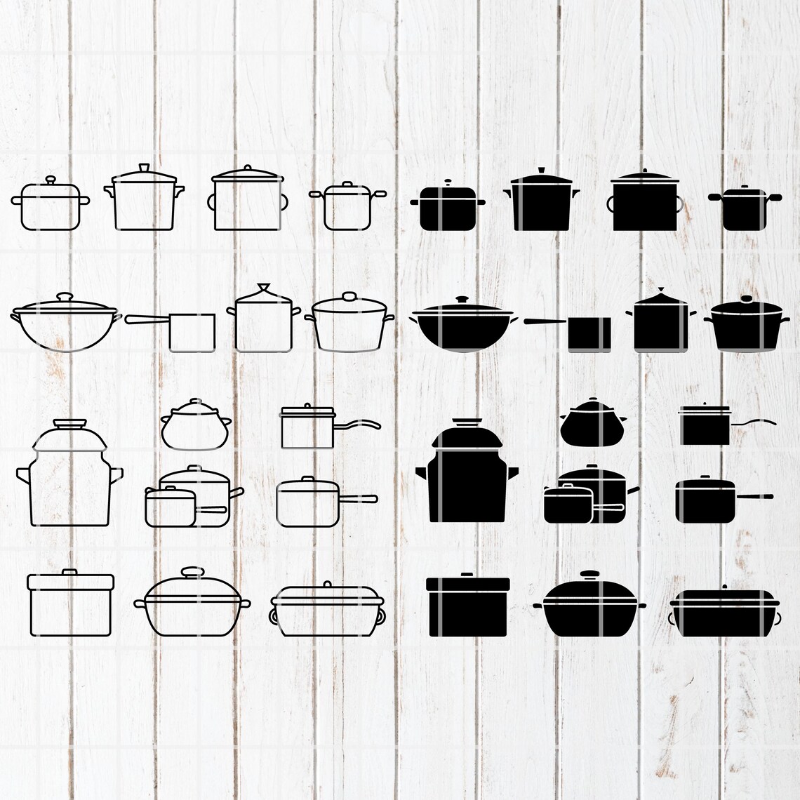 Cooking Pot Vector Icon Set (digital Download) - Etsy