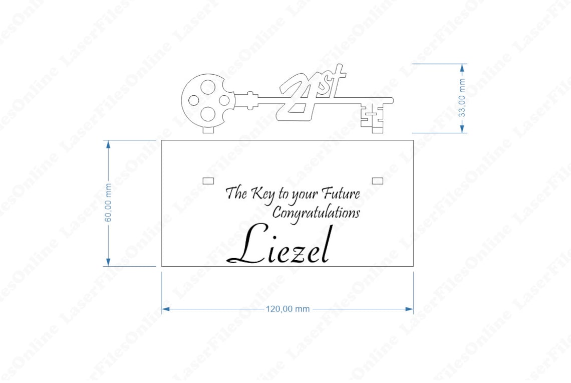 21st Celebratory Key Laser Cutting File DXF EPS AI Dwg - Etsy