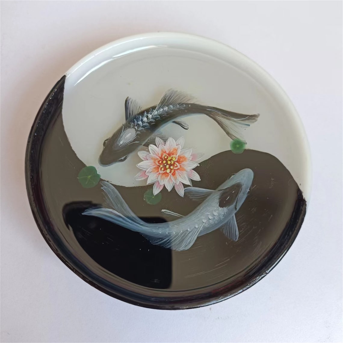3D Resin Painting: Yin Yang Koi Fish, Taiji Art (9.3cm) - Etsy