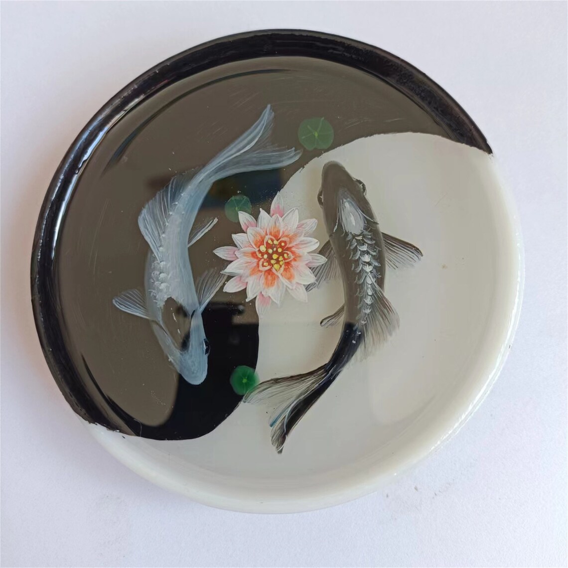 3D Resin Painting: Yin Yang Koi Fish, Taiji Art (9.3cm) - Etsy
