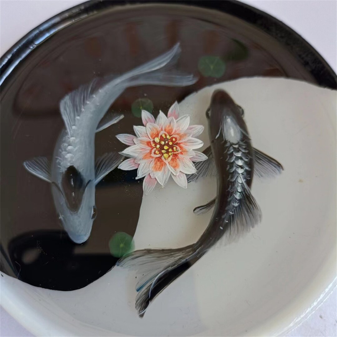 3D Resin Painting: Yin Yang Koi Fish, Taiji Art (9.3cm) - Etsy