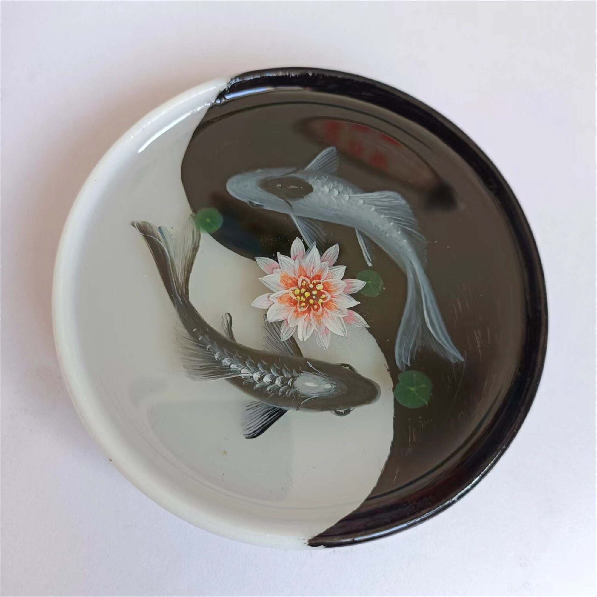 3D Resin Painting: Yin Yang Koi Fish, Taiji Art (9.3cm) - Etsy