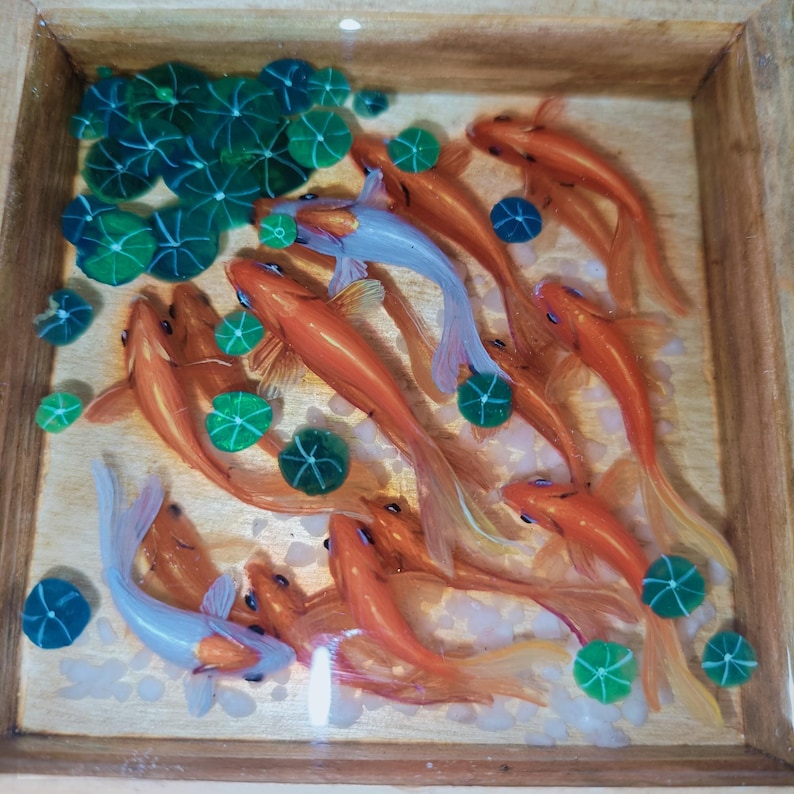 3D Koi Resin Art: Layered Epoxy Pond Decor - Handmade - Etsy