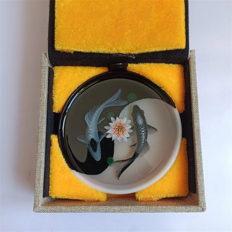 3D Resin Painting: Yin Yang Koi Fish, Taiji Art (9.3cm) - Etsy