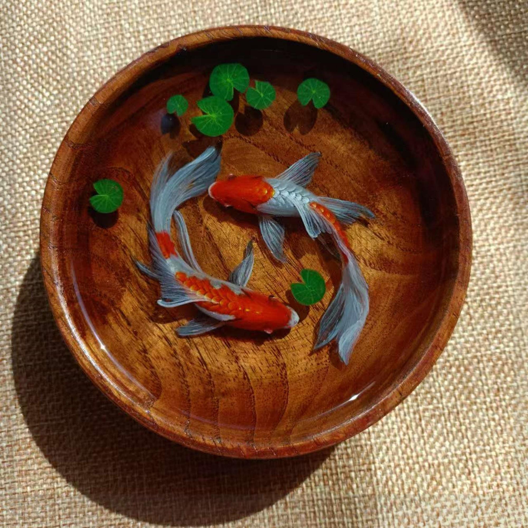 3D Koi Resin Art: Layered Epoxy Pond Decor on Wood - Etsy