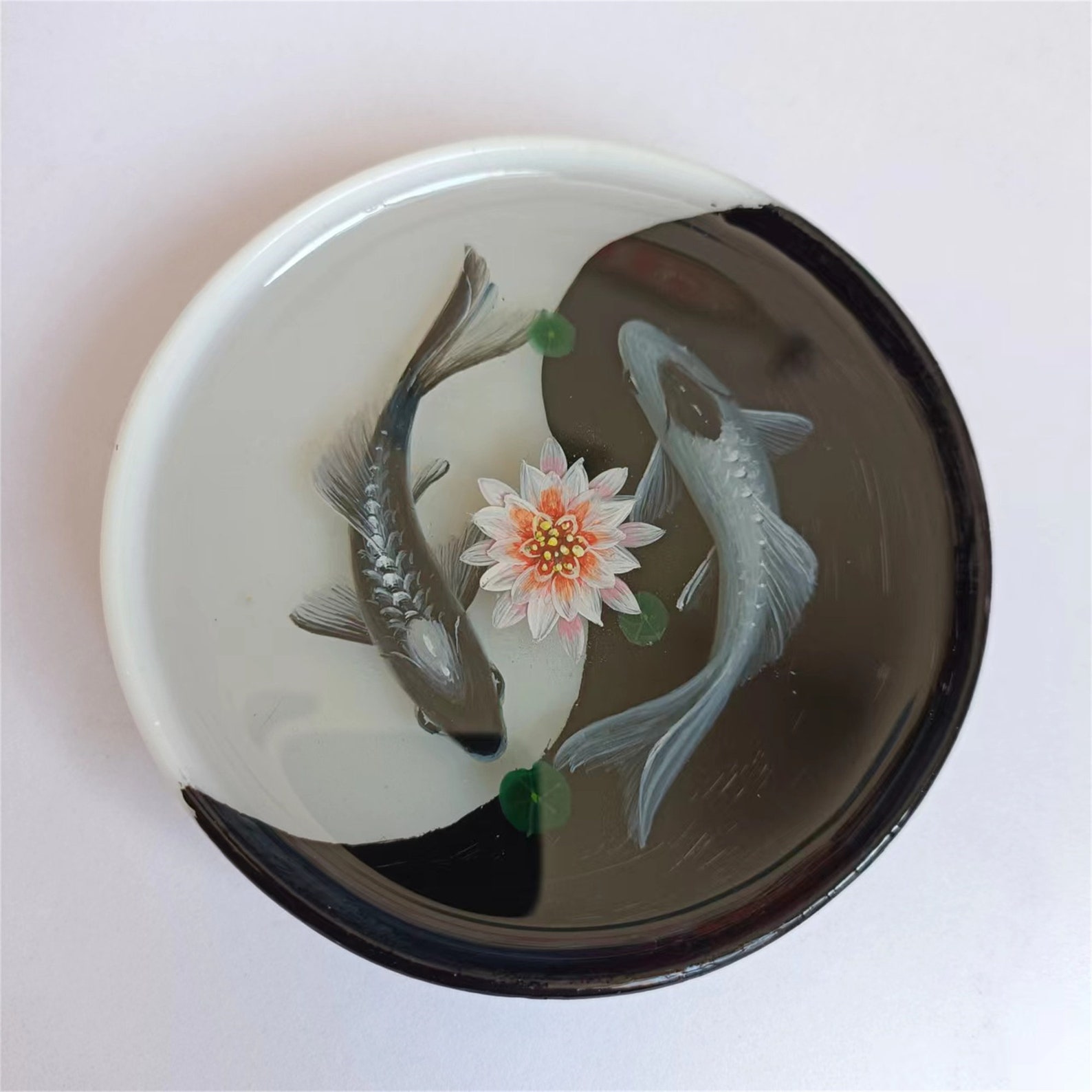 3D Resin Painting: Yin Yang Koi Fish, Taiji Art (9.3cm) - Etsy