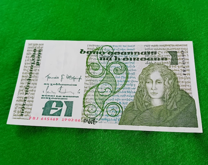 Vintage Irish Pound Note, 1986 Nostalgic Ireland, Gift Idea ...