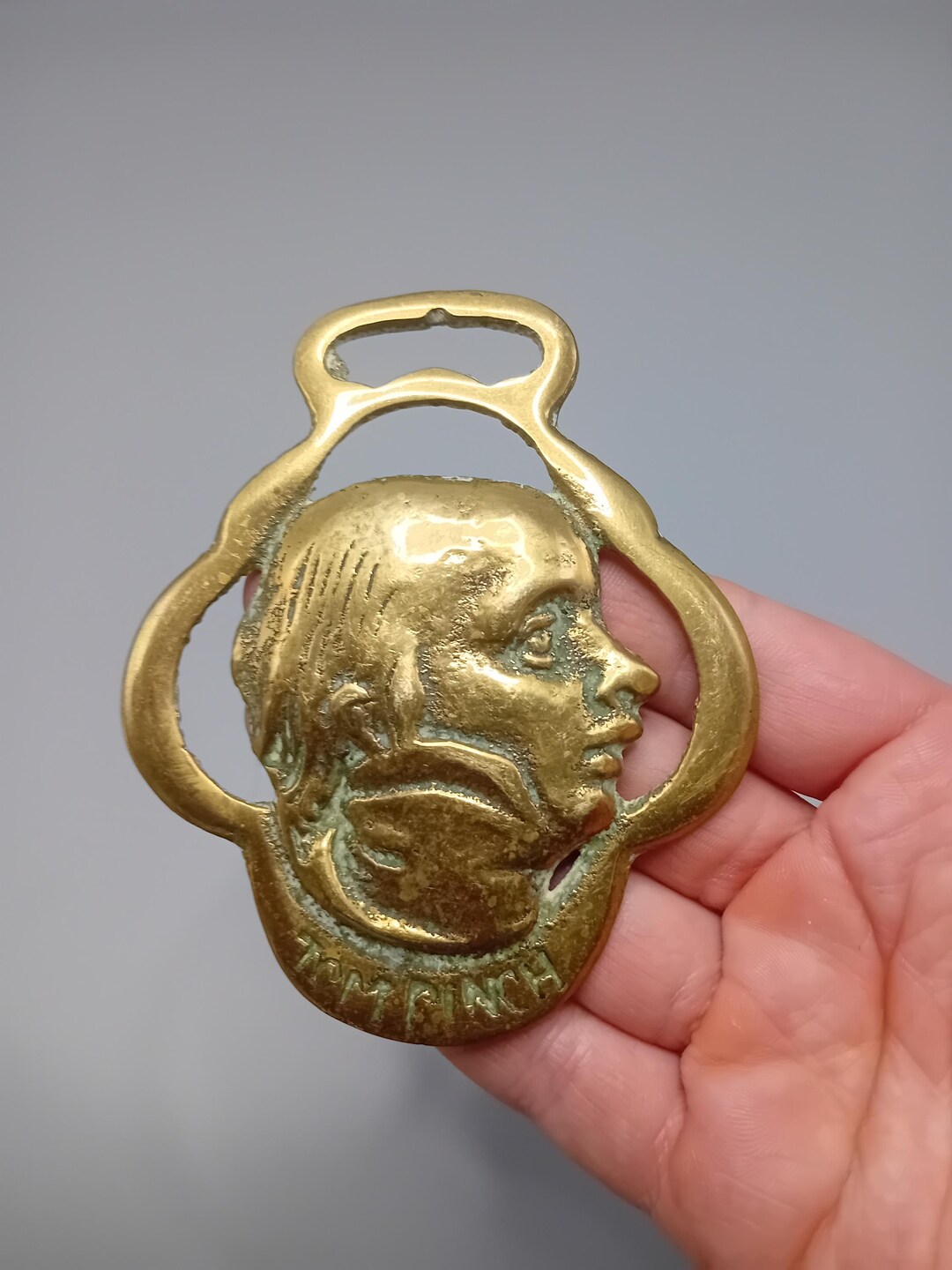 Vintage Brass Medallion, Victorian Head Design, Heraldry Symbol, Bottle ...