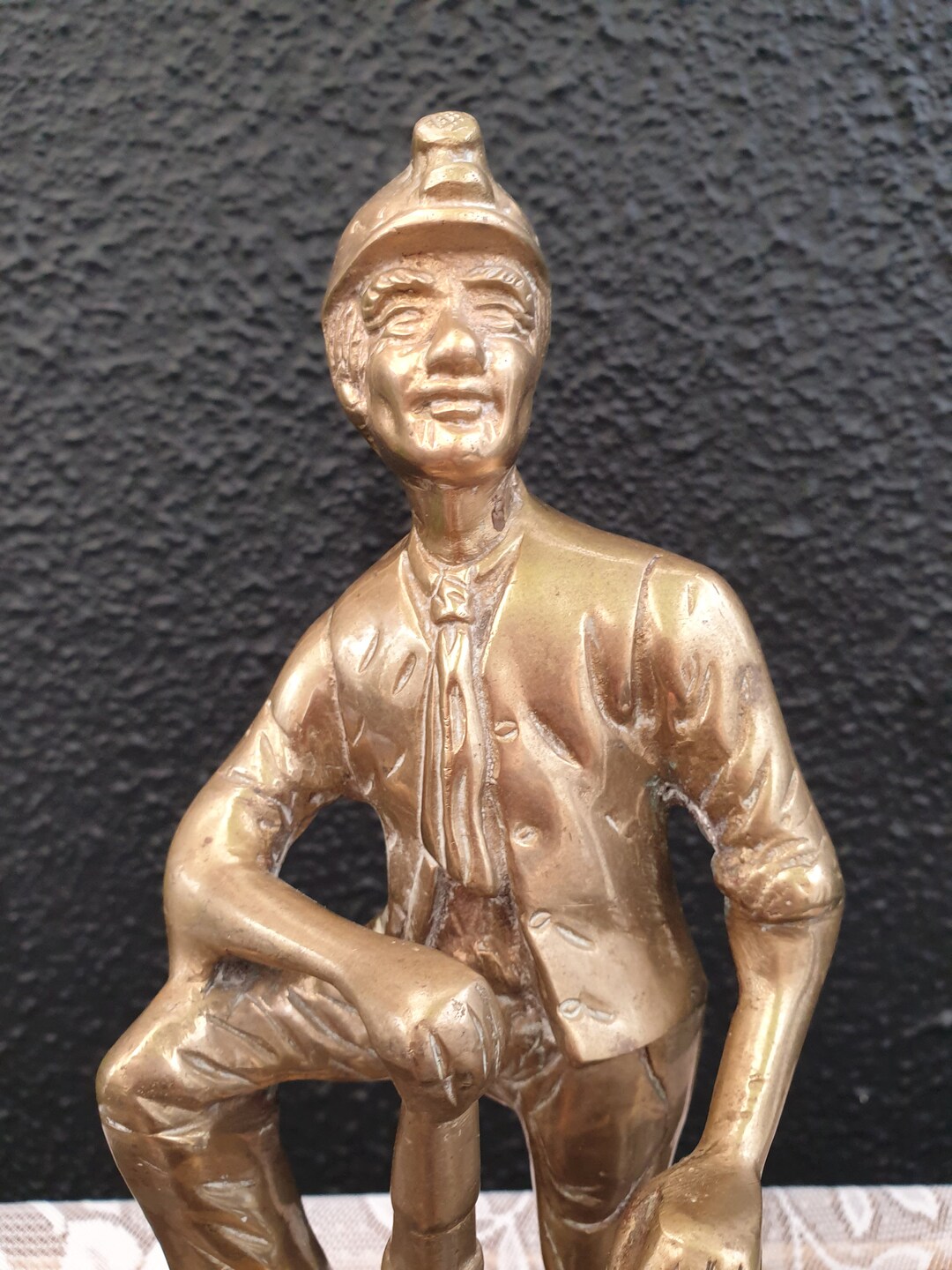 Vintage Large Brass Coal Miner Statue. - Etsy