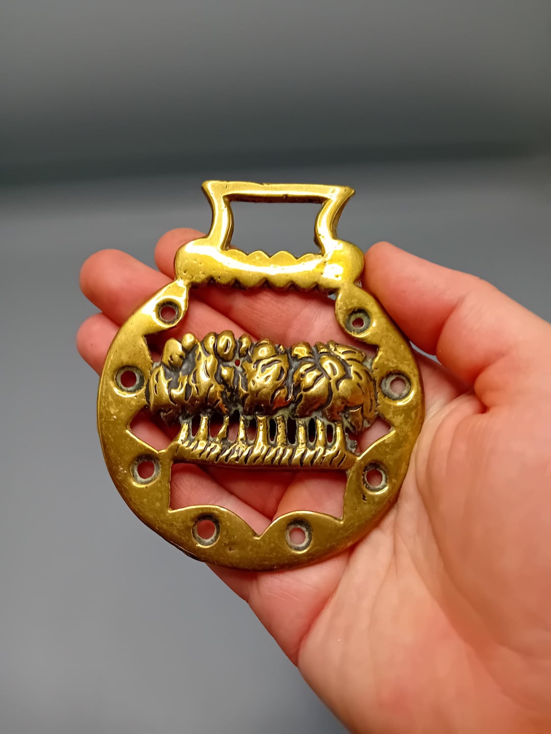 Vintage Brass Medallion, Victorian Tree Design, Heraldry Symbol, Bottle ...