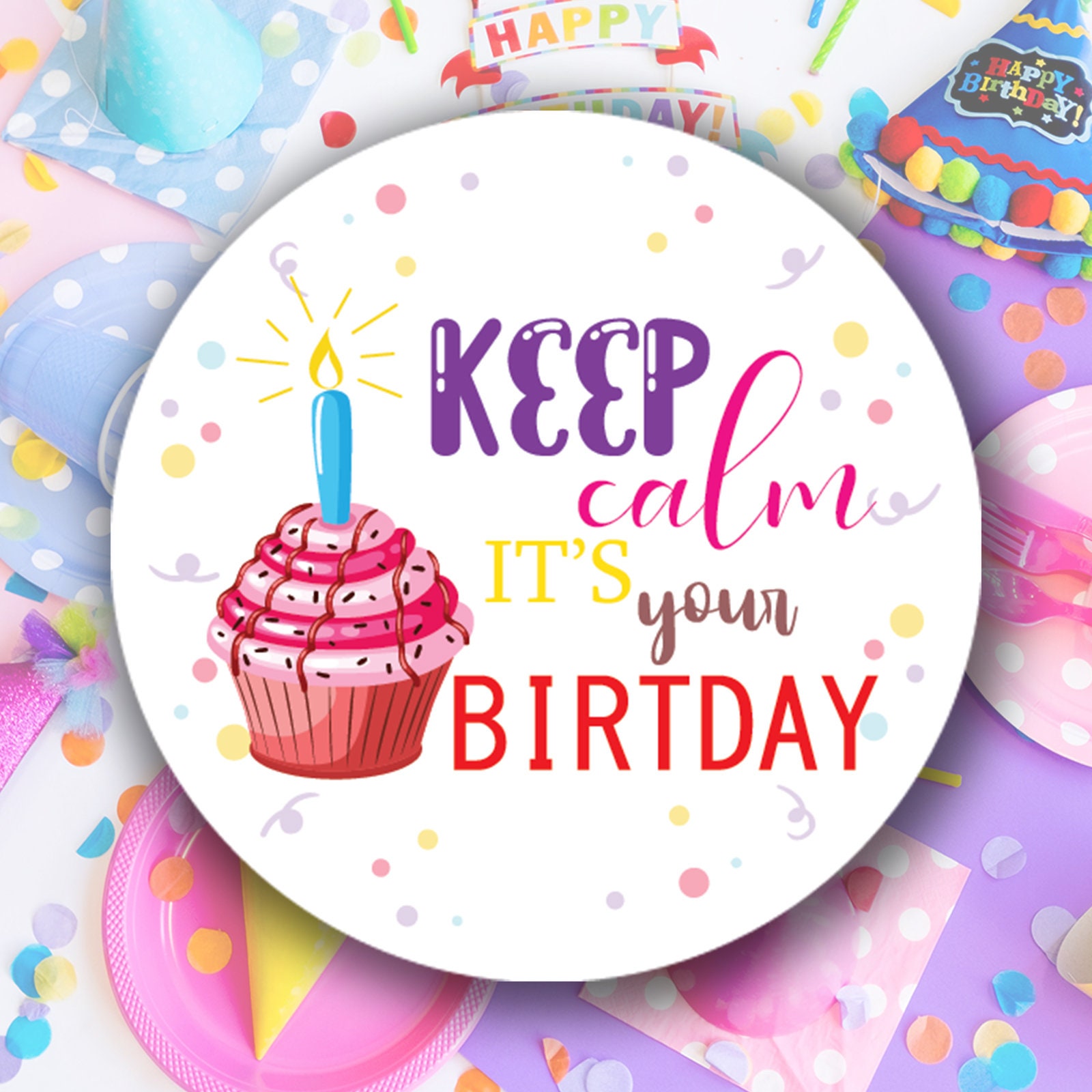Birthday Stickers Happy Birthday Round Labels Address Printed - Etsy