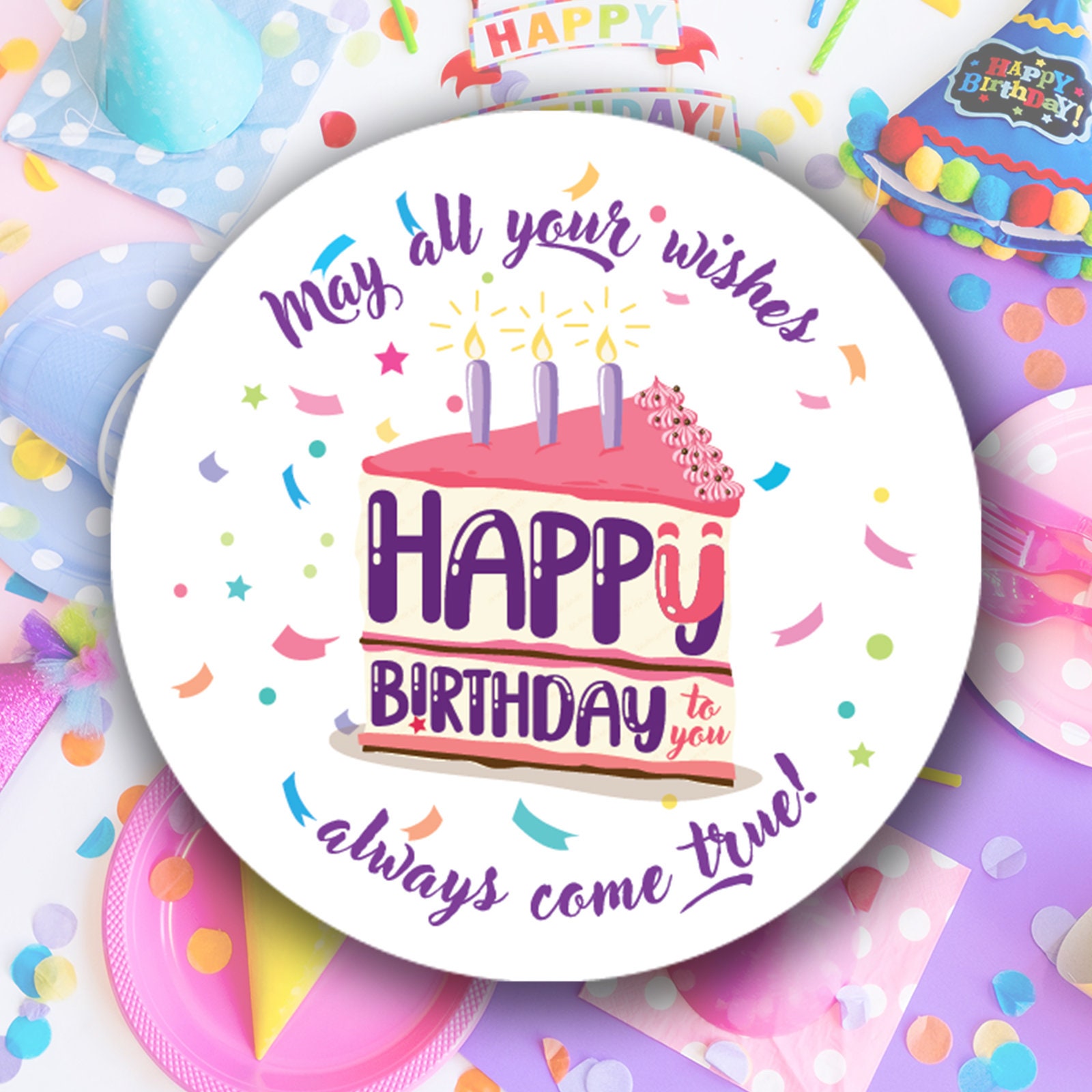 Birthday Stickers Happy Birthday Round Labels Address Printed - Etsy