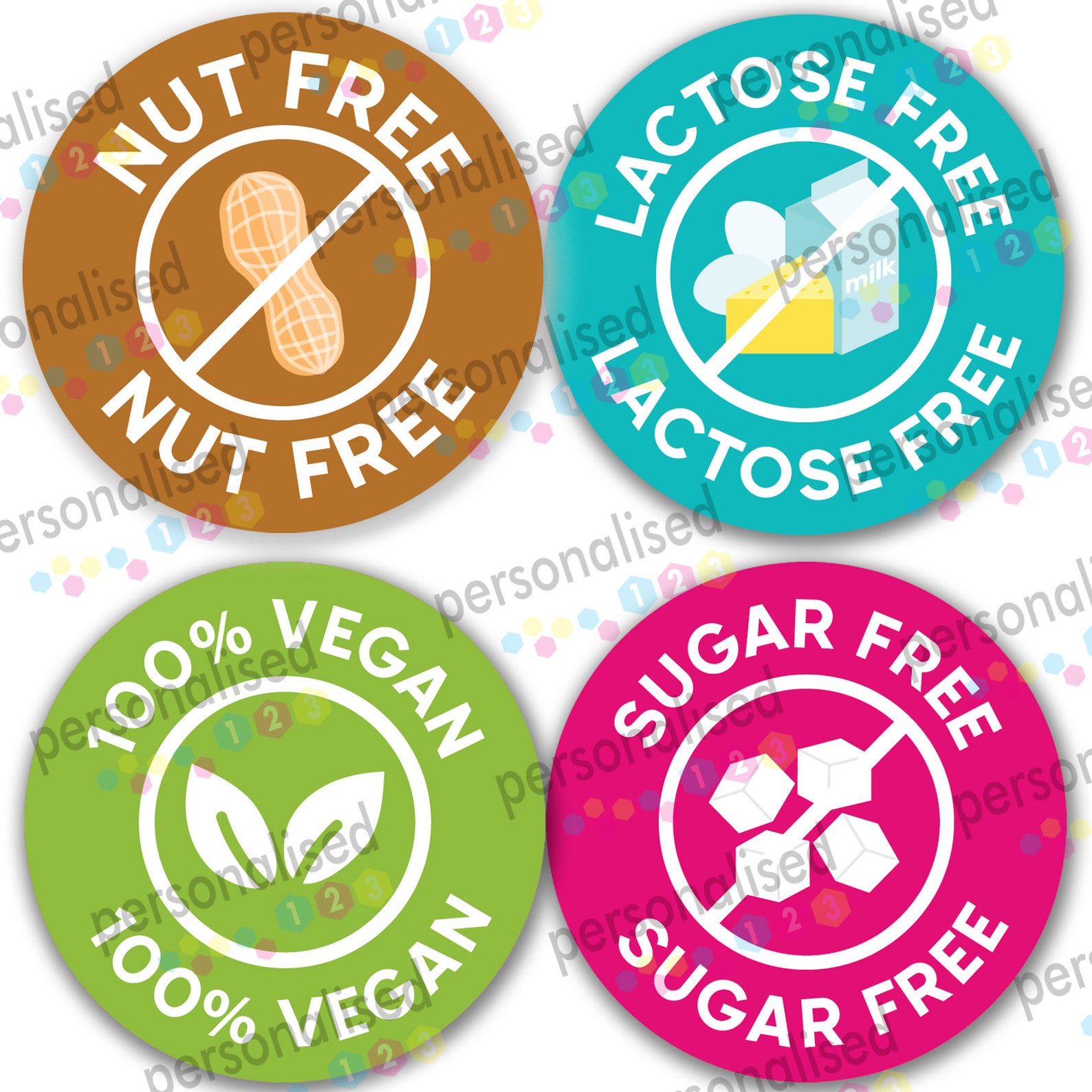 Food Allergy Stickers Nuts Free Labels Vegan Tags No Lactose | Etsy