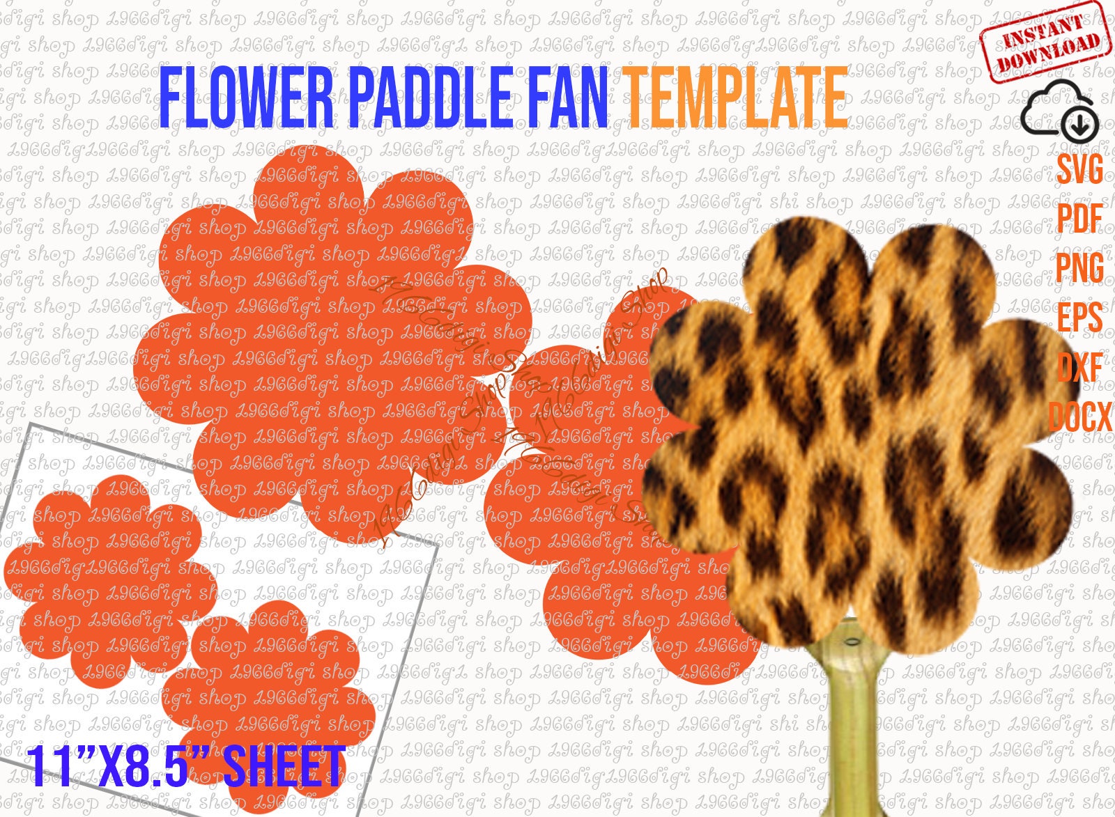 Art & Collectibles Paddle Flower Fan Template PNG Docx Pdf 8.5x11 sheet ...