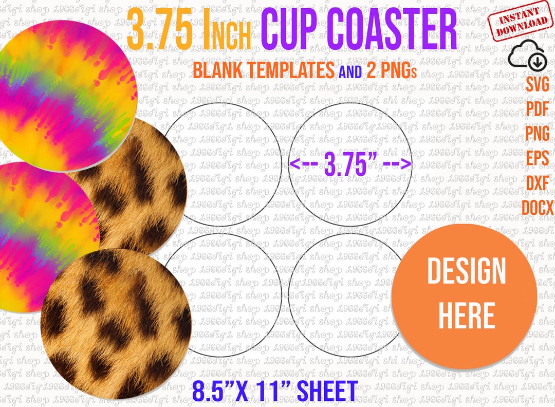 Cup Coaster Template, 3.75 Inch Cup Coaster Svg, Coasters Template Svg ...