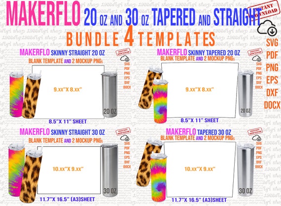 Makerflo Template Makerflo Bundle 4 Templates 20 Oz and 30 - Etsy