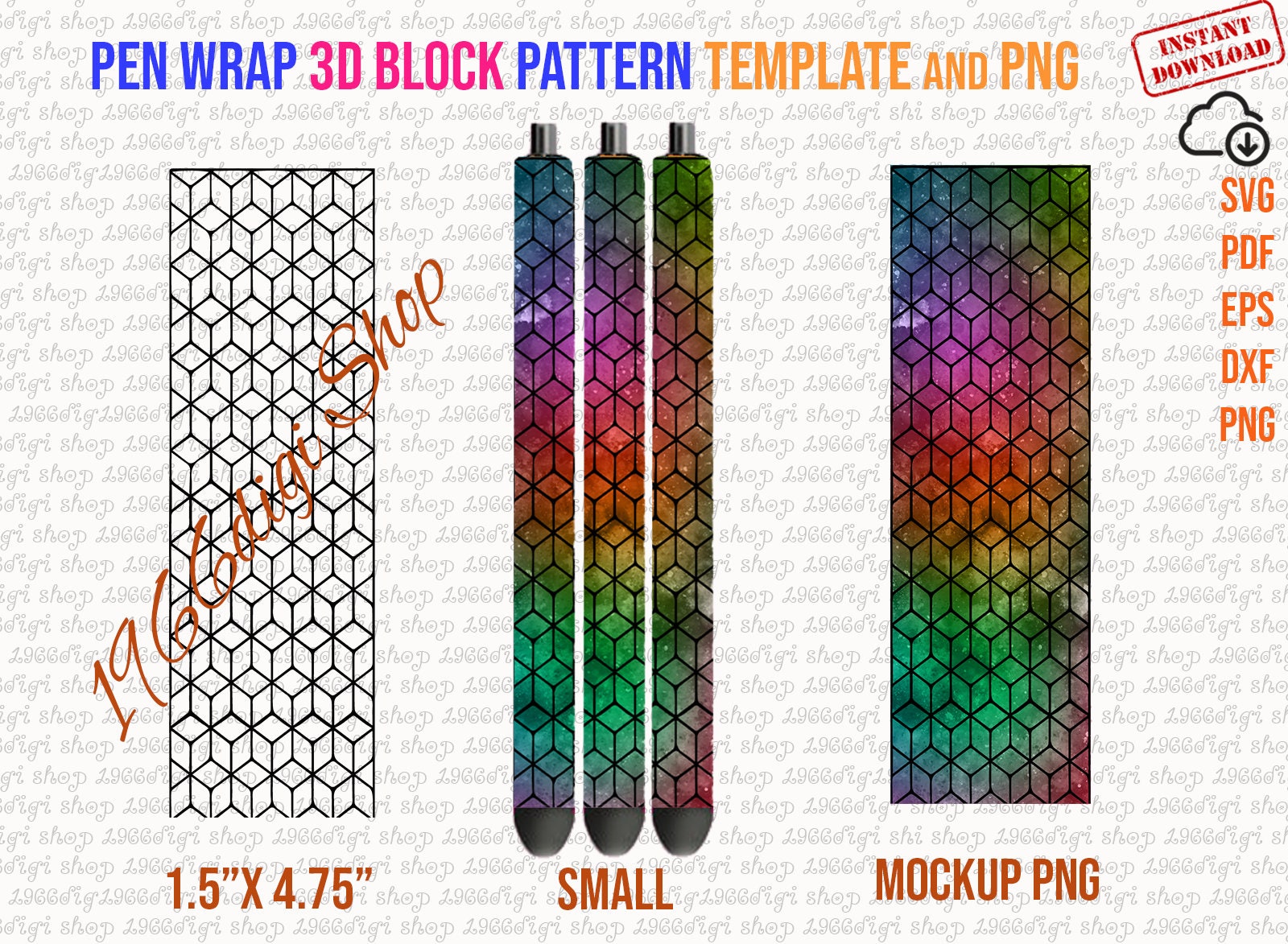 Pen Wrap Template,3d Block Pattern Template Svg, Pen Wrap 3D Block ...